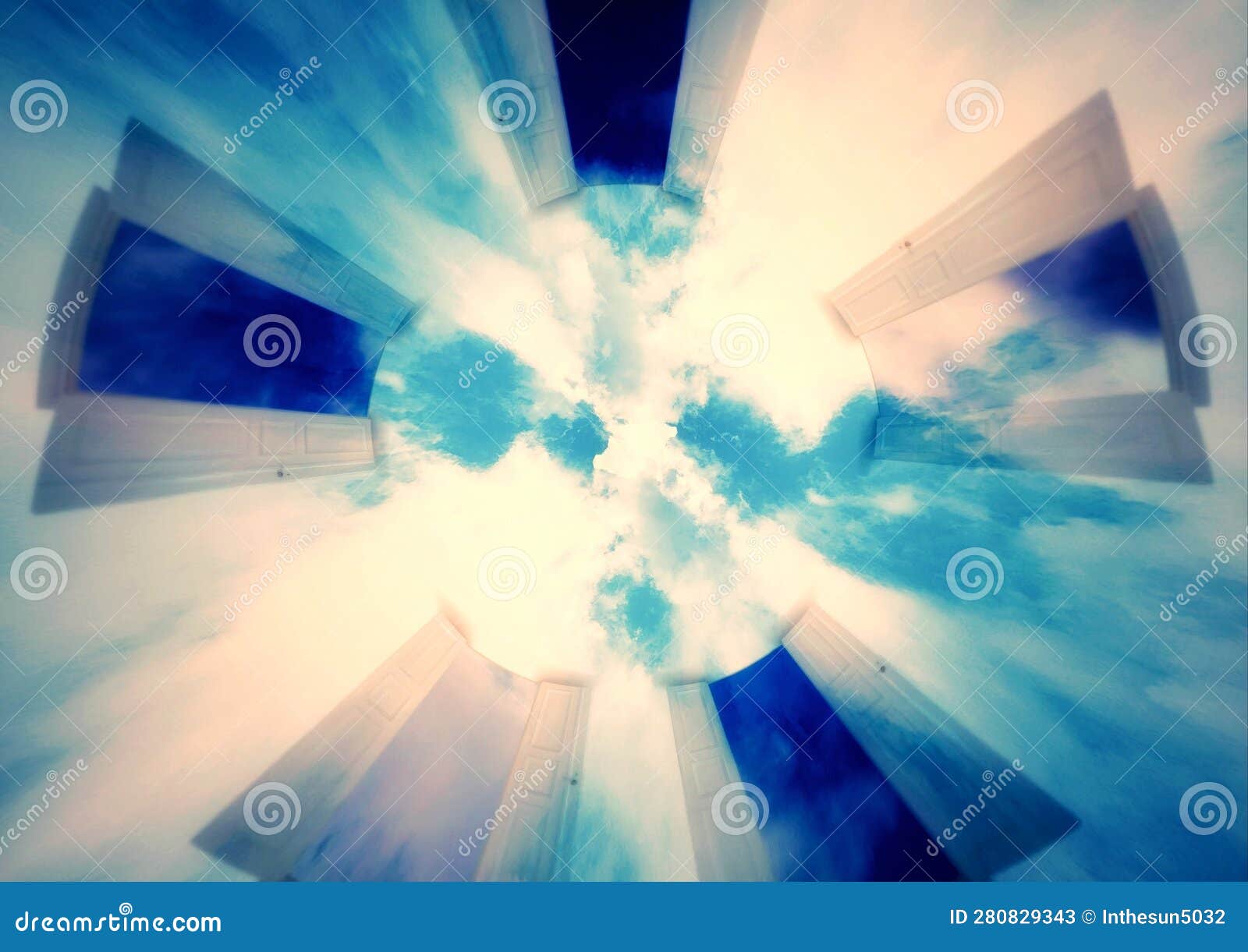 Multiple Open Doors Buried In Surreal Landscape Royalty-Free Stock ...