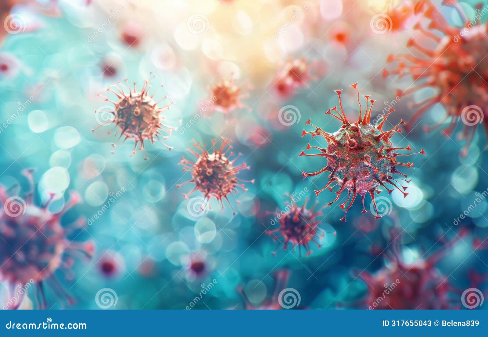 A 3D Illustration of Multiple Virus Particles Suspended in the Air ...