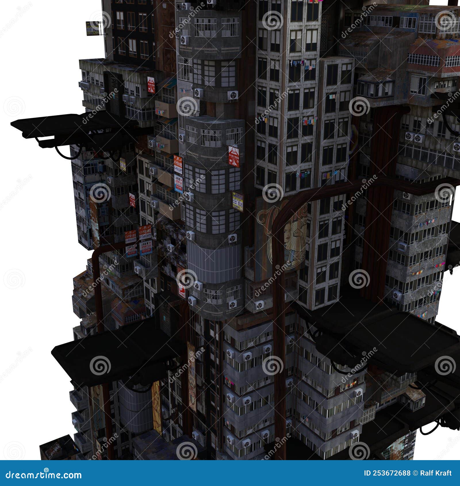 3D-illustration of a Multiverse with Skysrcapers in the Clouds Stock ...