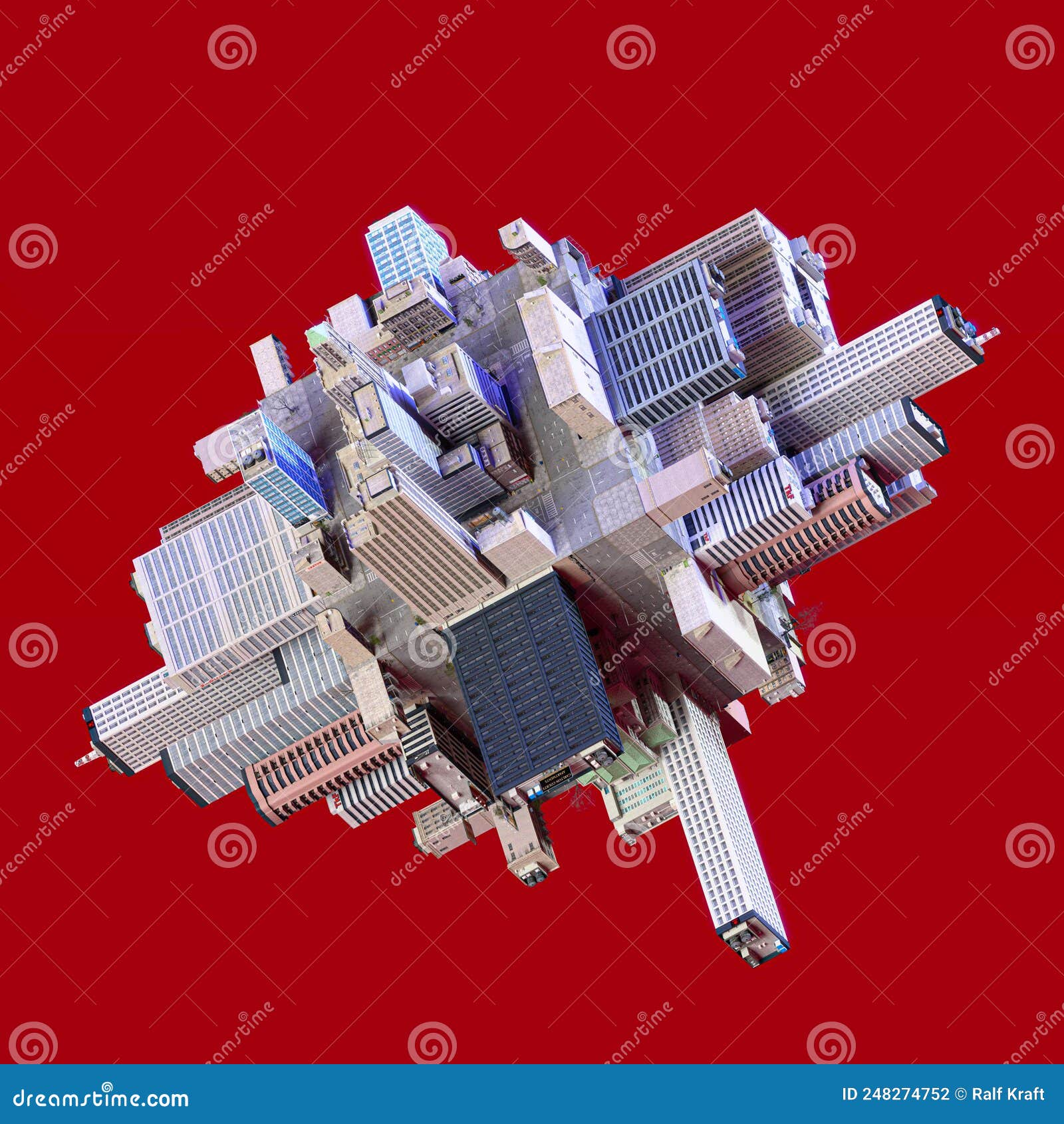 3D-illustration of a Multiverse with Skysrcapers on a Cube Stock ...