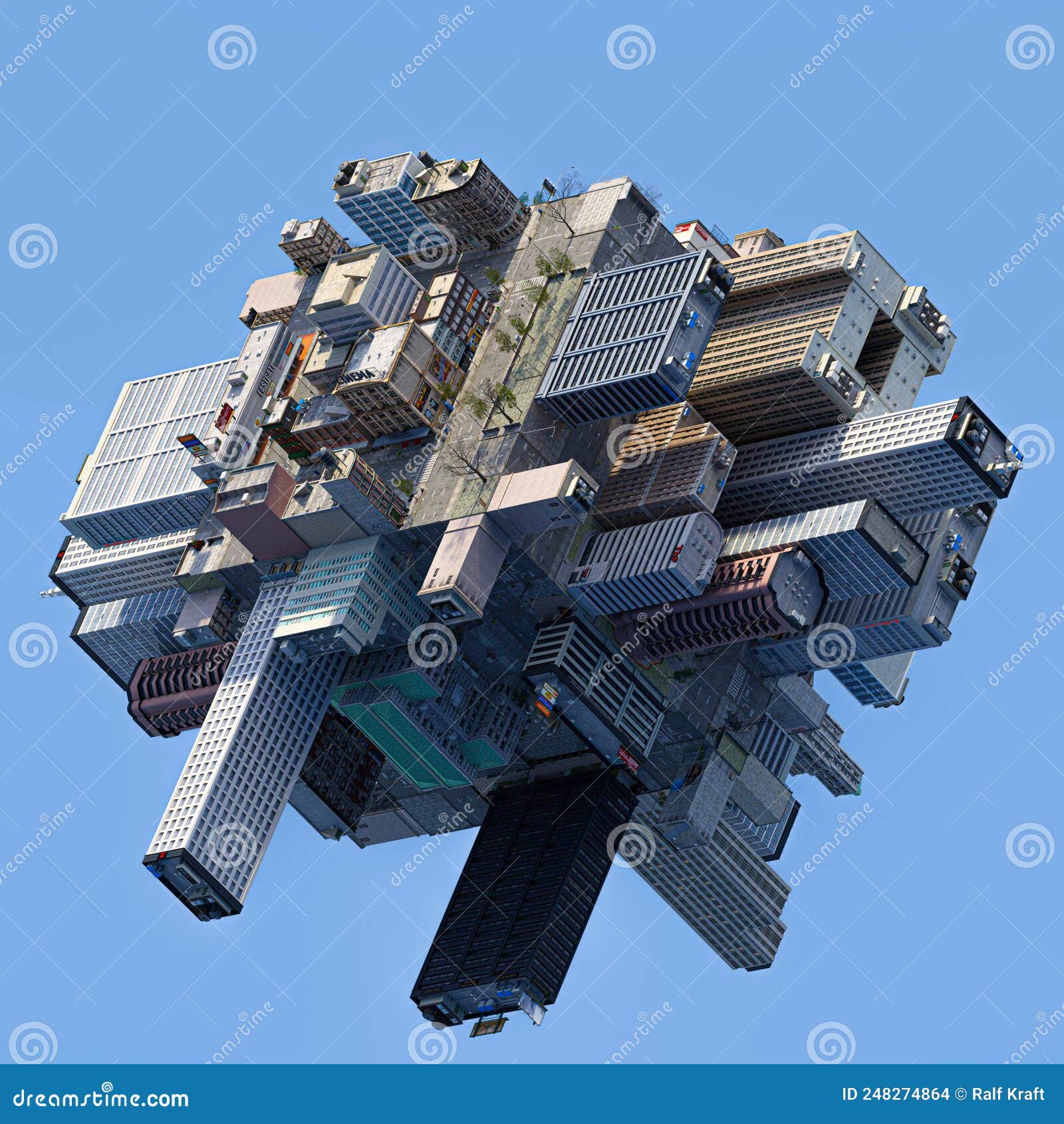 3D-illustration of a Multiverse with Skysrcapers on a Cube Stock ...