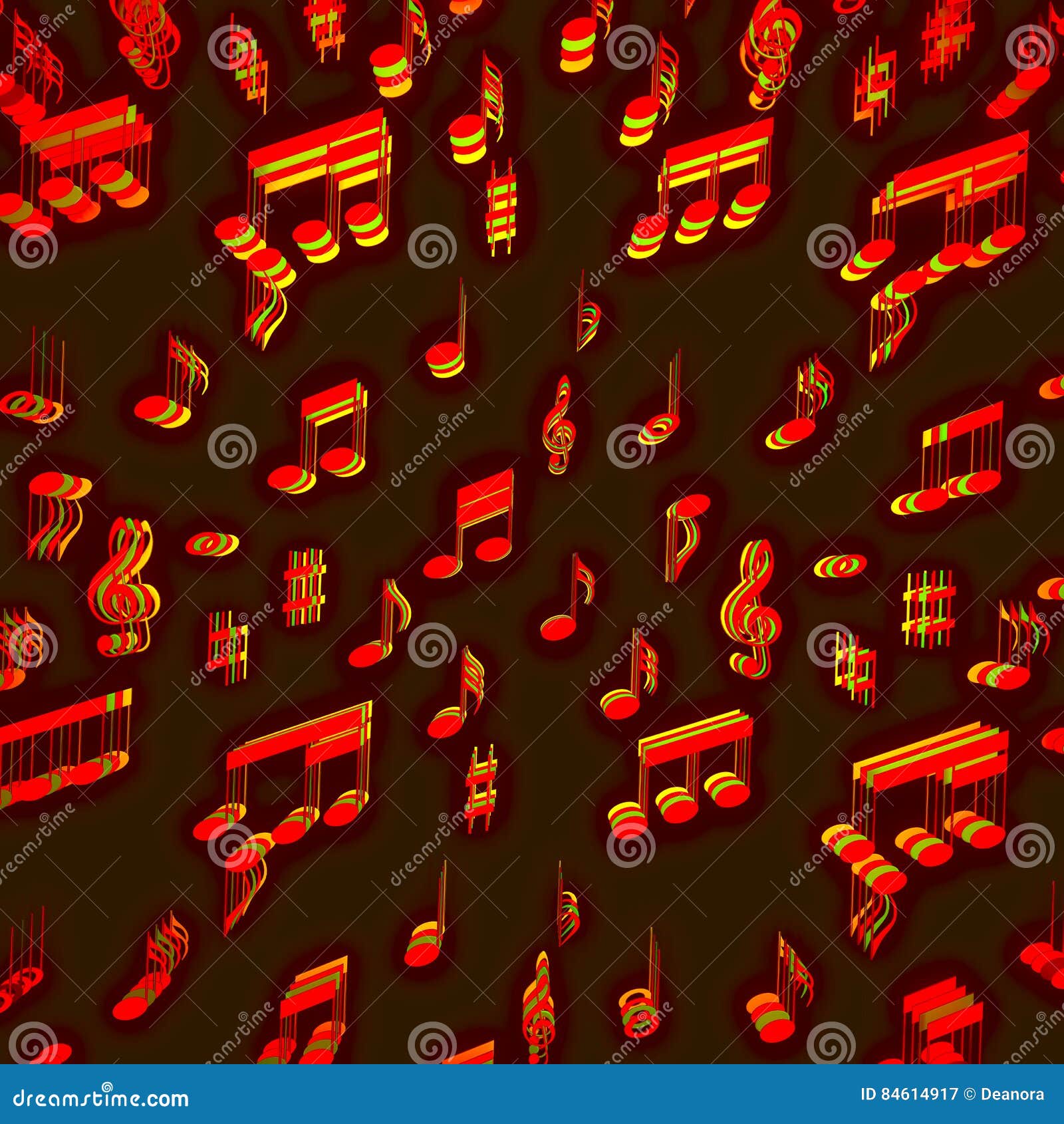 3d Illustration of Musical Notes Stock Illustration - Illustration of ...