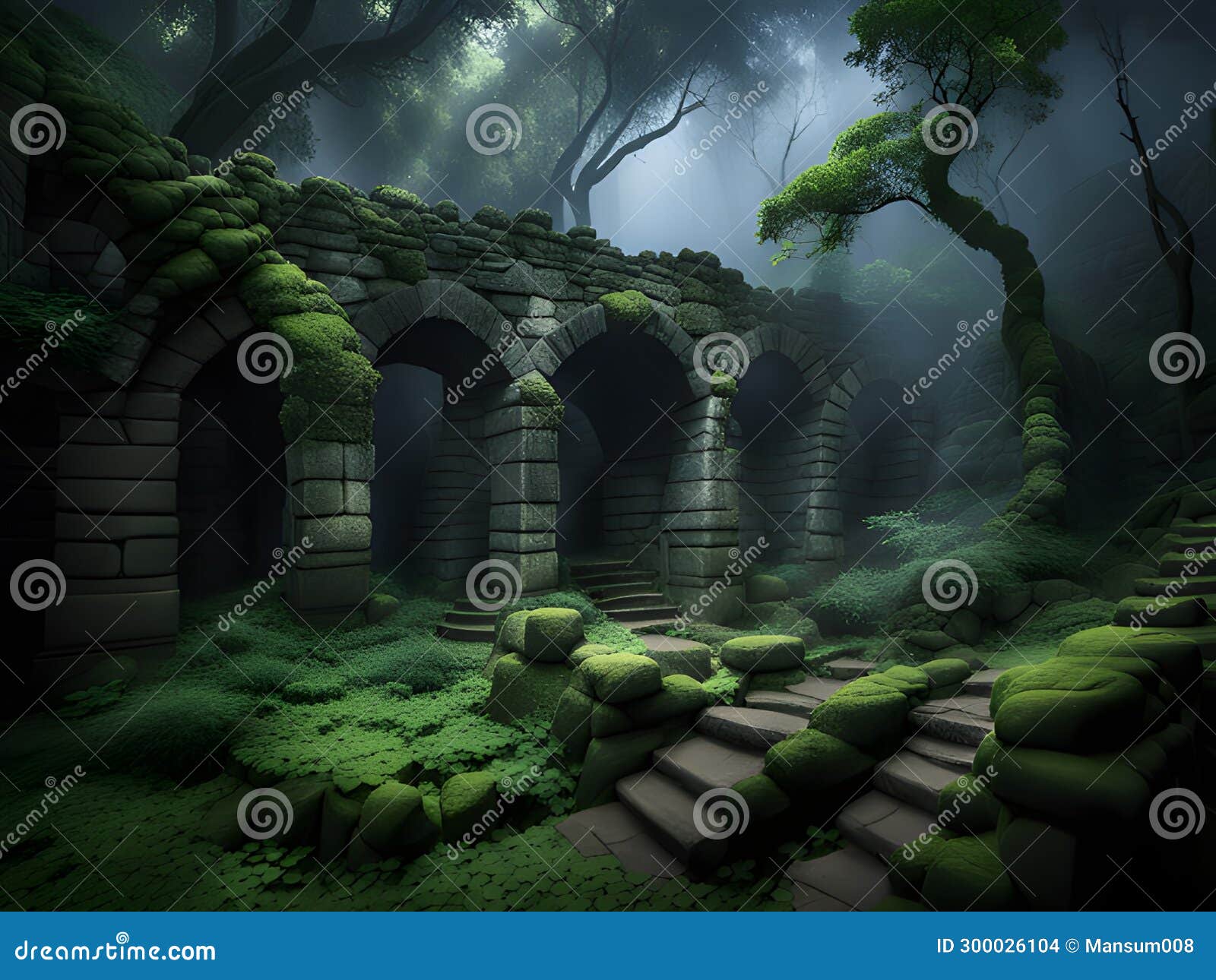 3d Illustration of a Mysterious Fantasy Castle with a Fantasy Stone ...