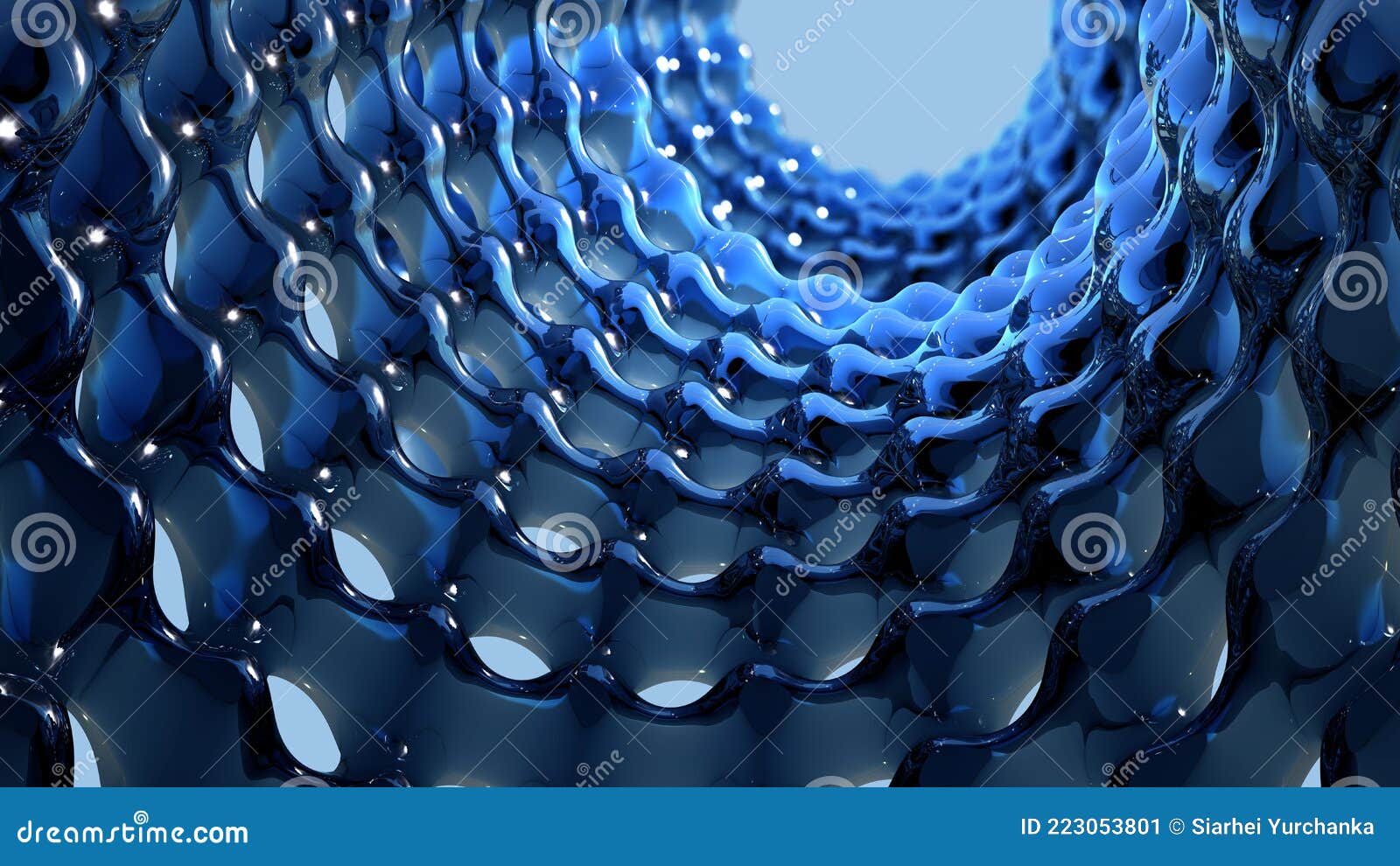 3D Illustration Nano Surface, Crystal Structure, Molecular Lattice ...