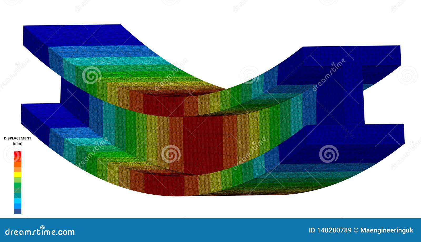 3D Illustration. Isometric Deflection Plot of an I Beam in Bending with ...
