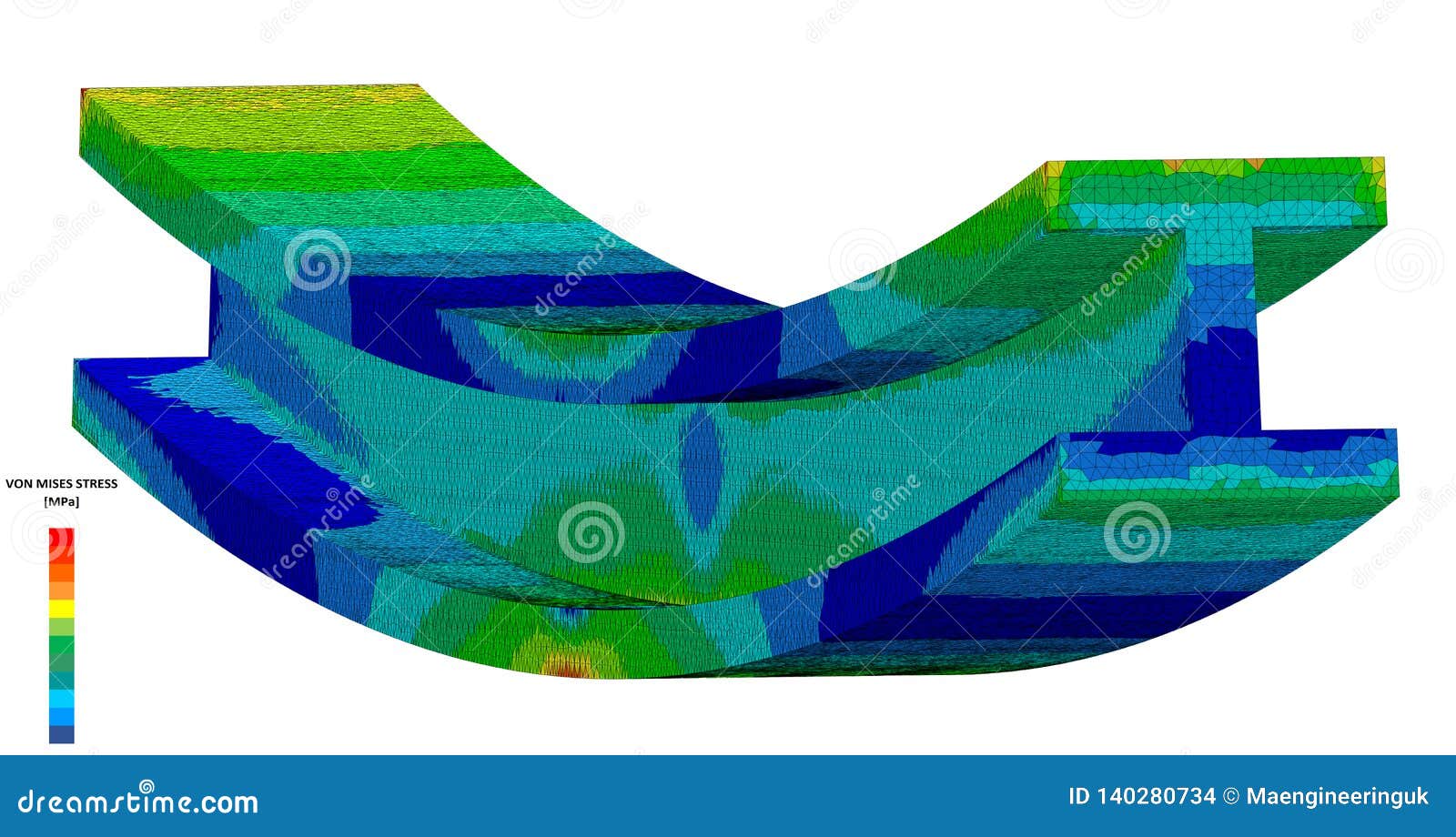 3D Illustration. Isometric Illustration Of A Von Mises Stress Plot For ...