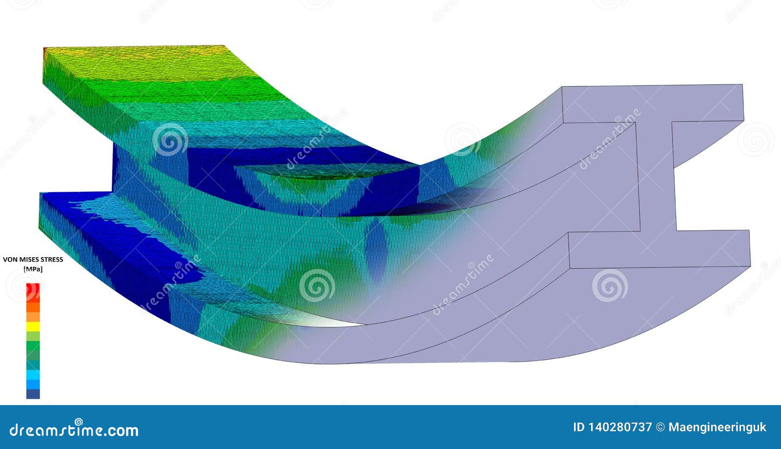 3D Illustration. Isometric View Of A Von Mises Stress Plot & CAD Model ...