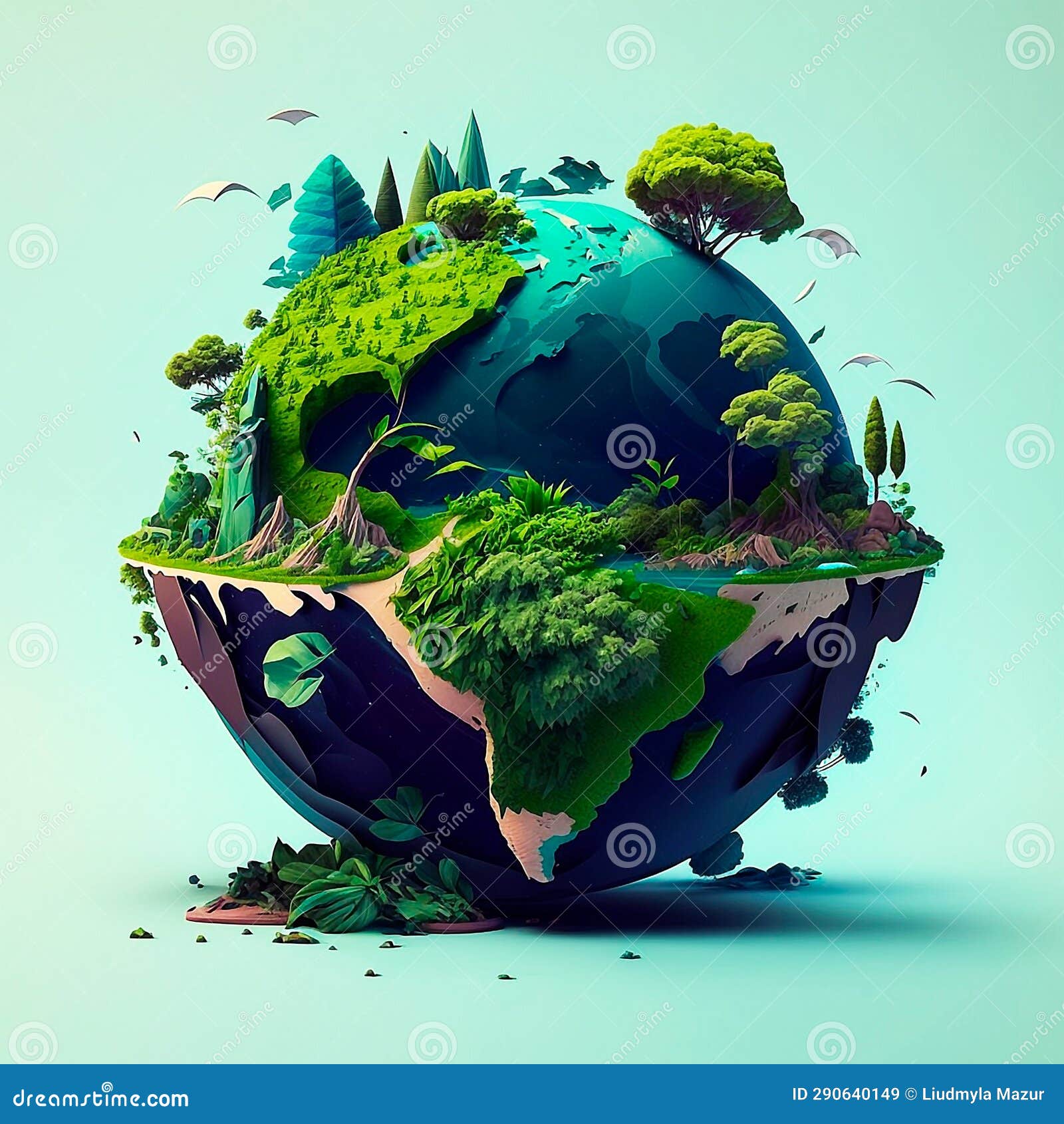3d Illustration of the Nature of the Planet Earth. Save the Environment ...