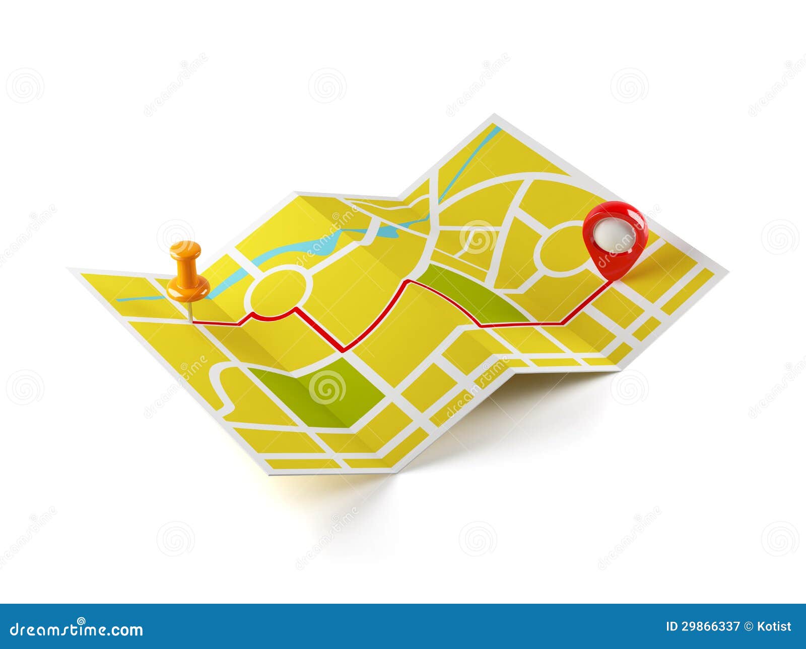 Navigation Map with Guide Line Stock Illustration - Illustration of ...