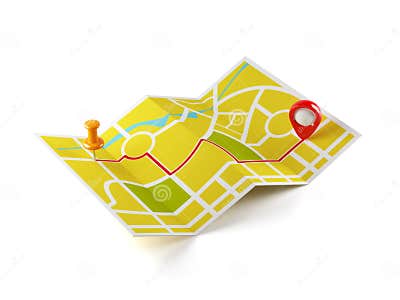 Navigation Map with Guide Line Stock Illustration - Illustration of ...