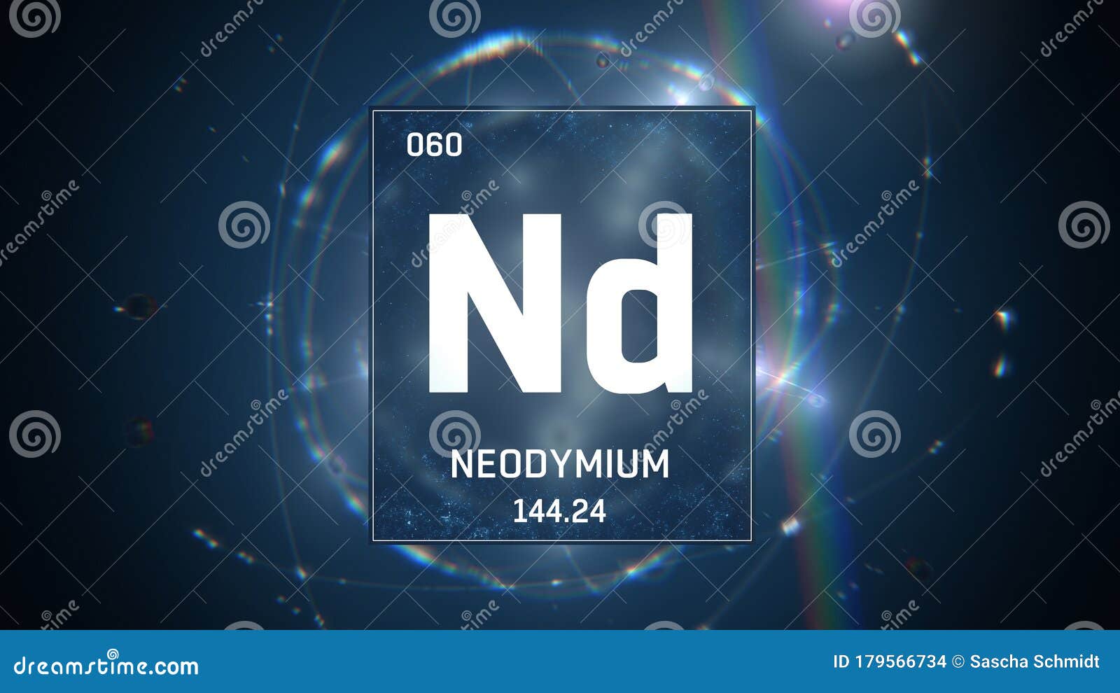 3D-Illustration, Neodymium Symbol - Nd. Element Of The Periodic Table ...