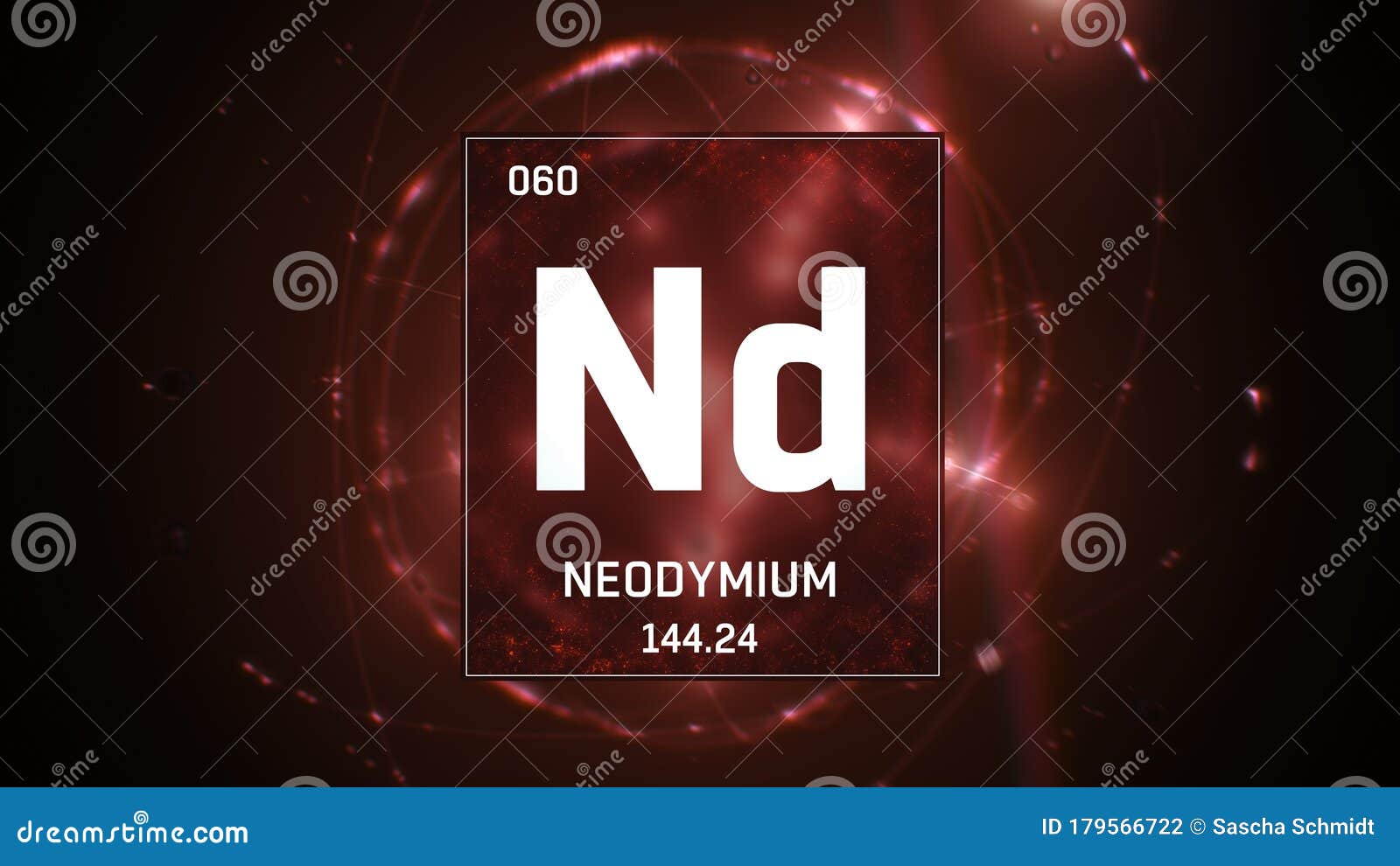 3D-Illustration, Neodymium Symbol - Nd. Element Of The Periodic Table ...