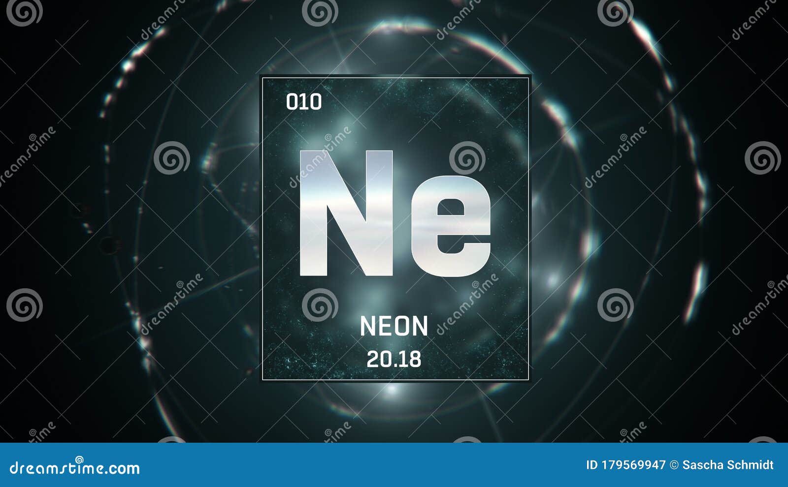 Neon As Element 10 of the Periodic Table 3D Animation on Green ...