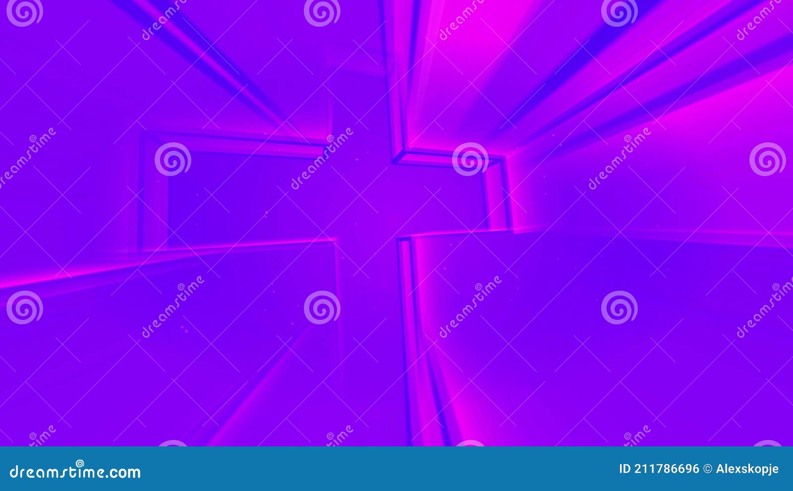 3D Illustration of Neon Glow Cross Over Blue Stock Illustration ...