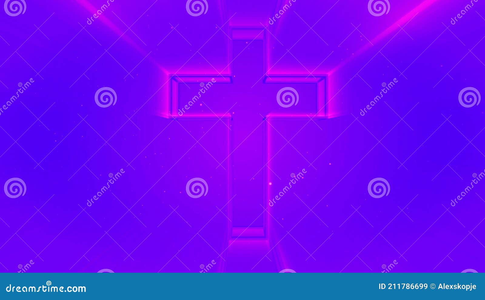 3D Illustration of Neon Glow Cross Over Blue Stock Illustration ...