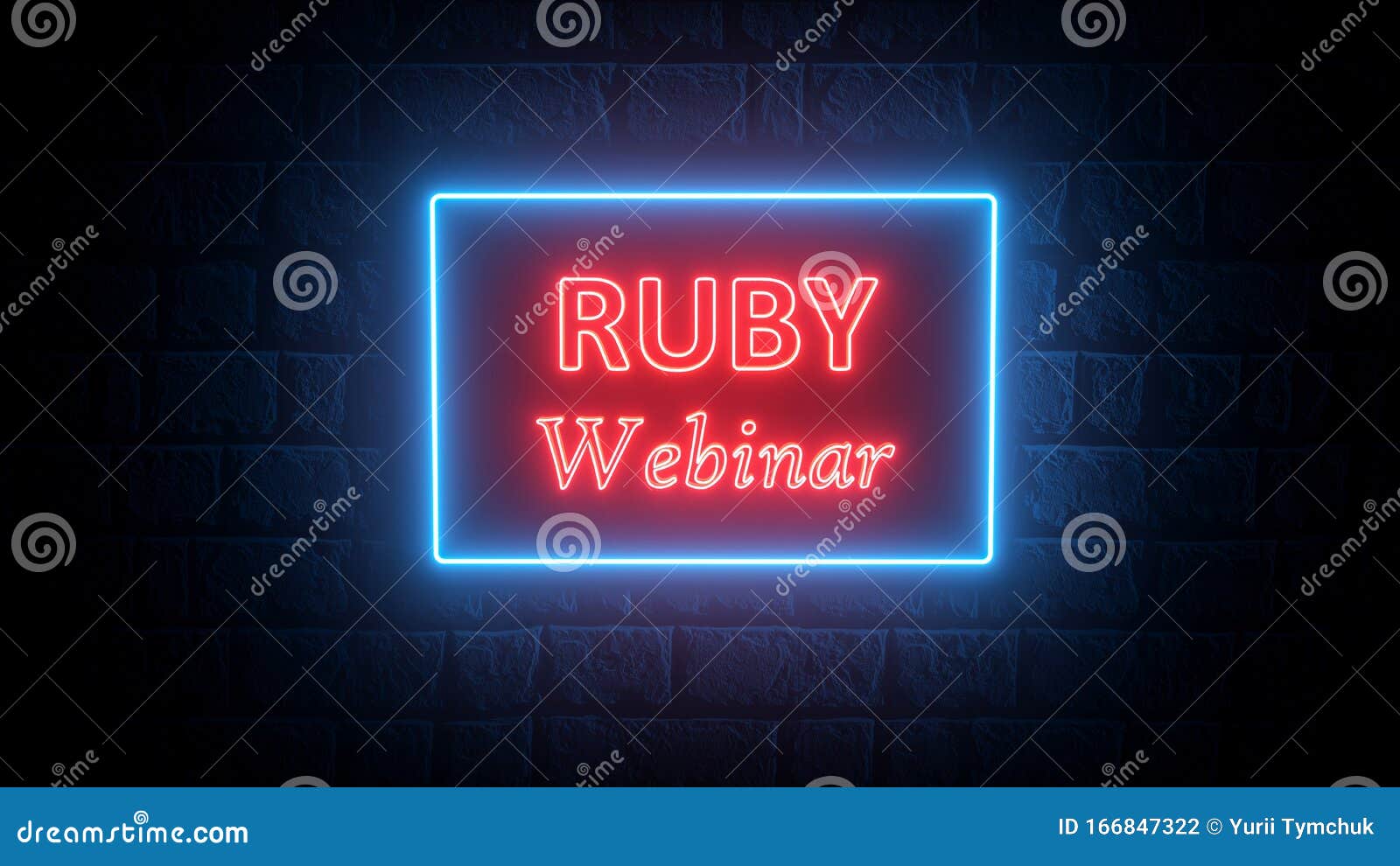 3D Illustration of Neon Ruby Webinar. Glowing Online Learning Banner ...