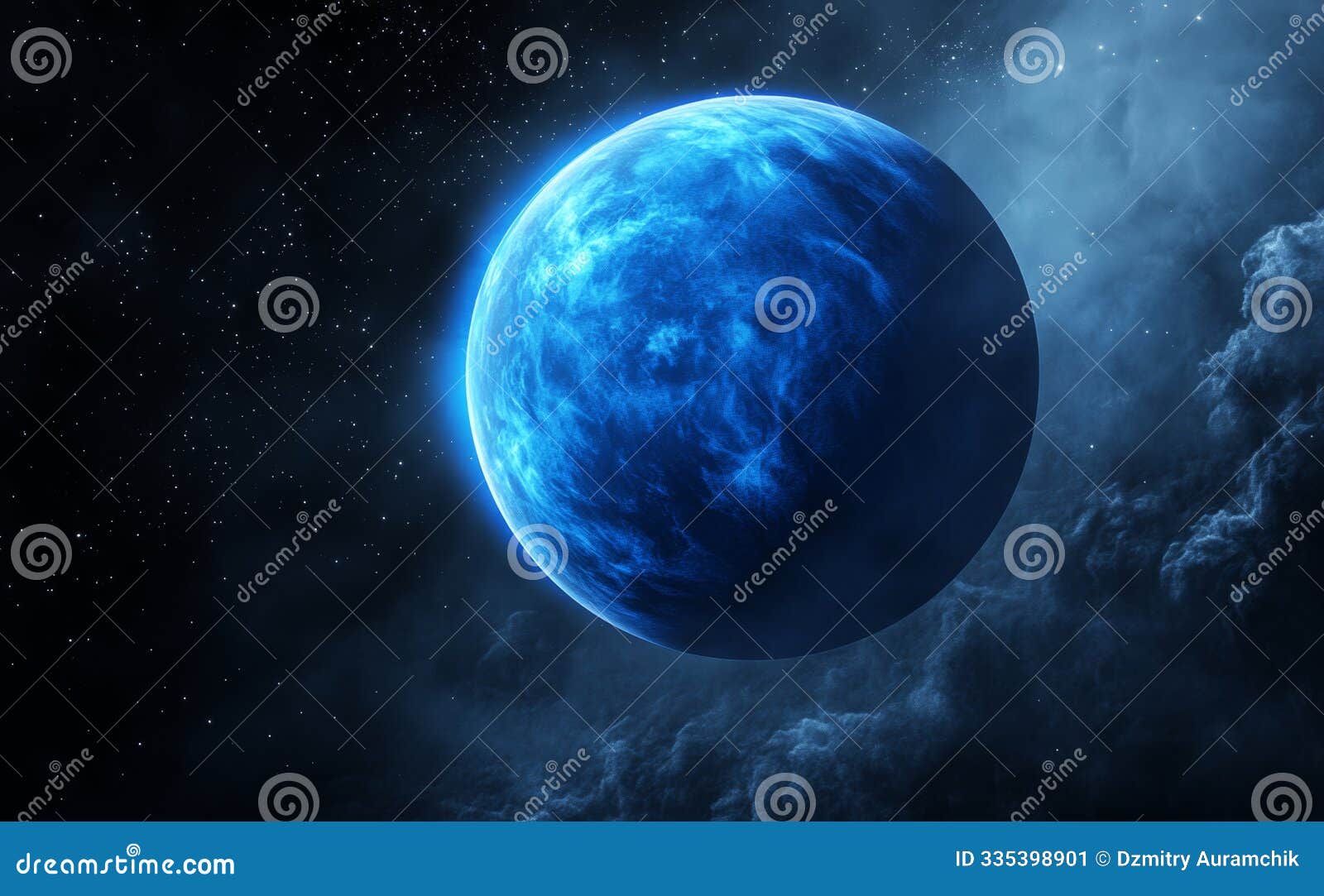 3D Illustration of Neptune - Solar System Planets Set in 5K. a ...