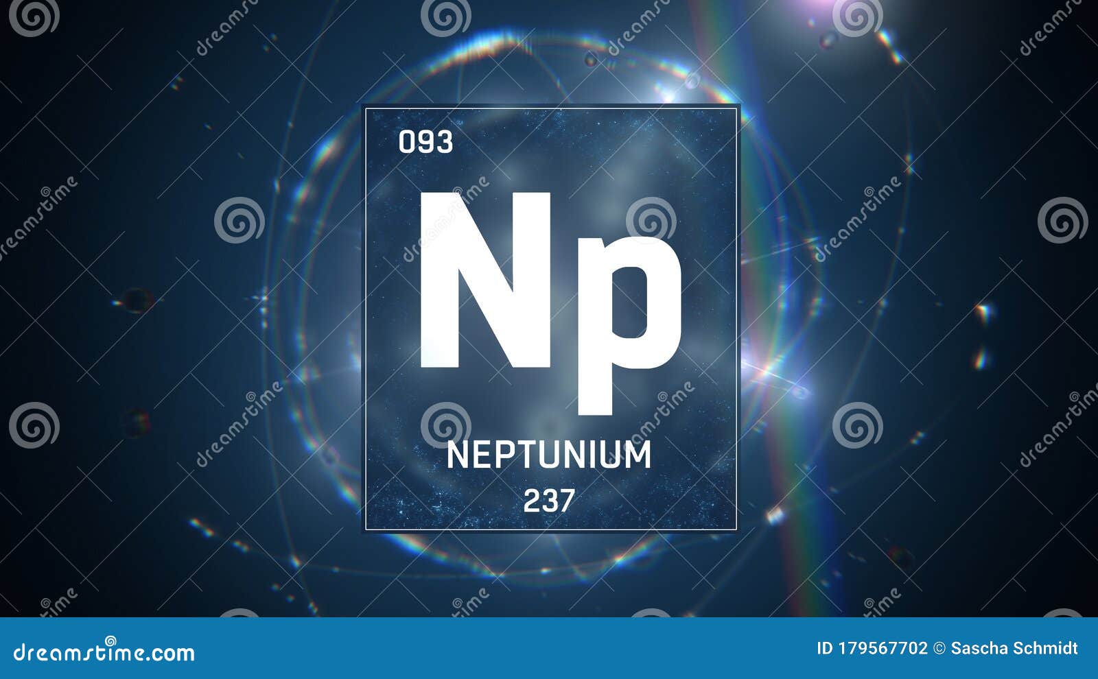 Neptunium As Element 93 of the Periodic Table 3D Illustration on Blue ...