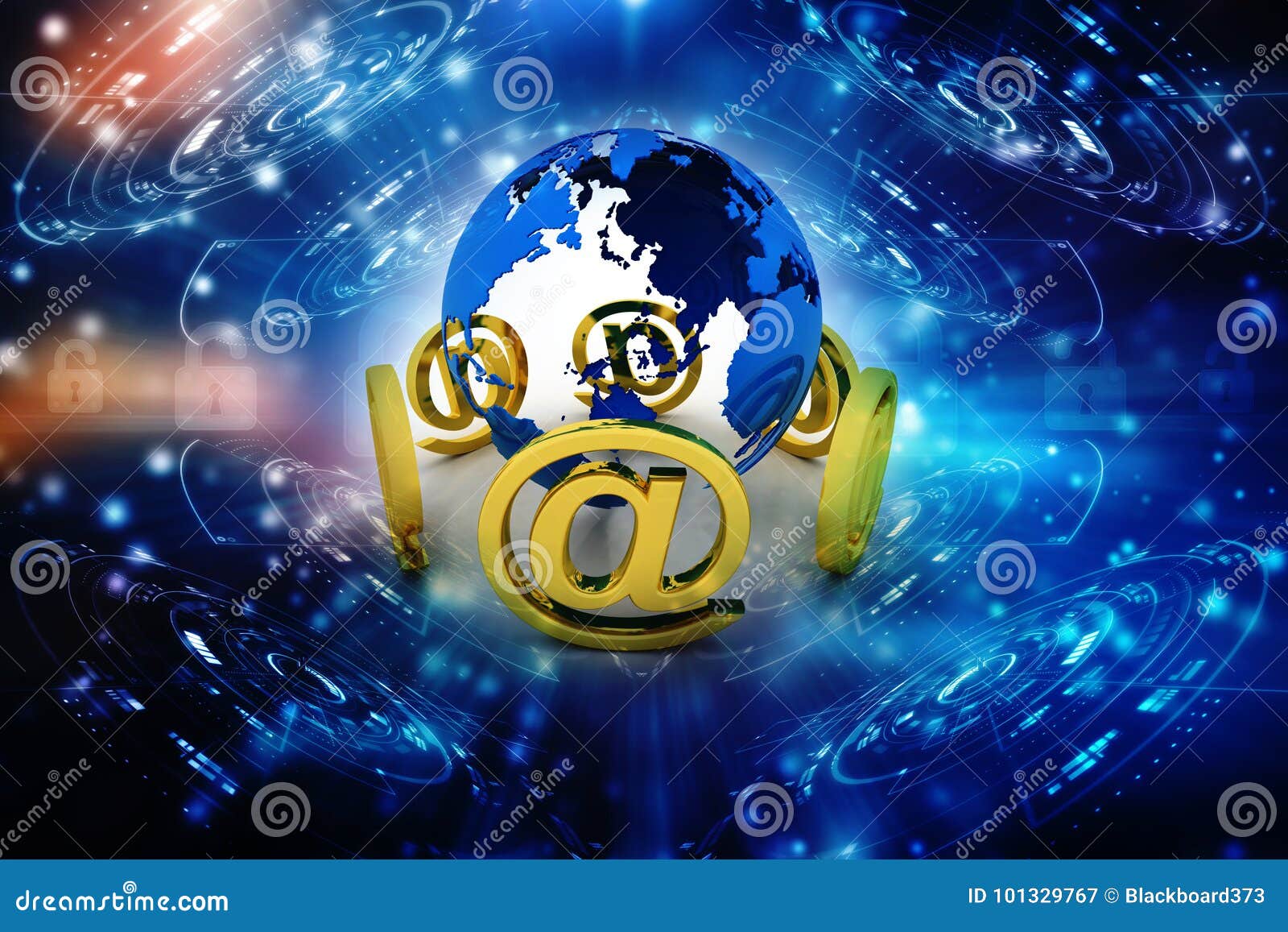 3d E-mail Sign with Globe Icon Stock Illustration - Illustration of ...