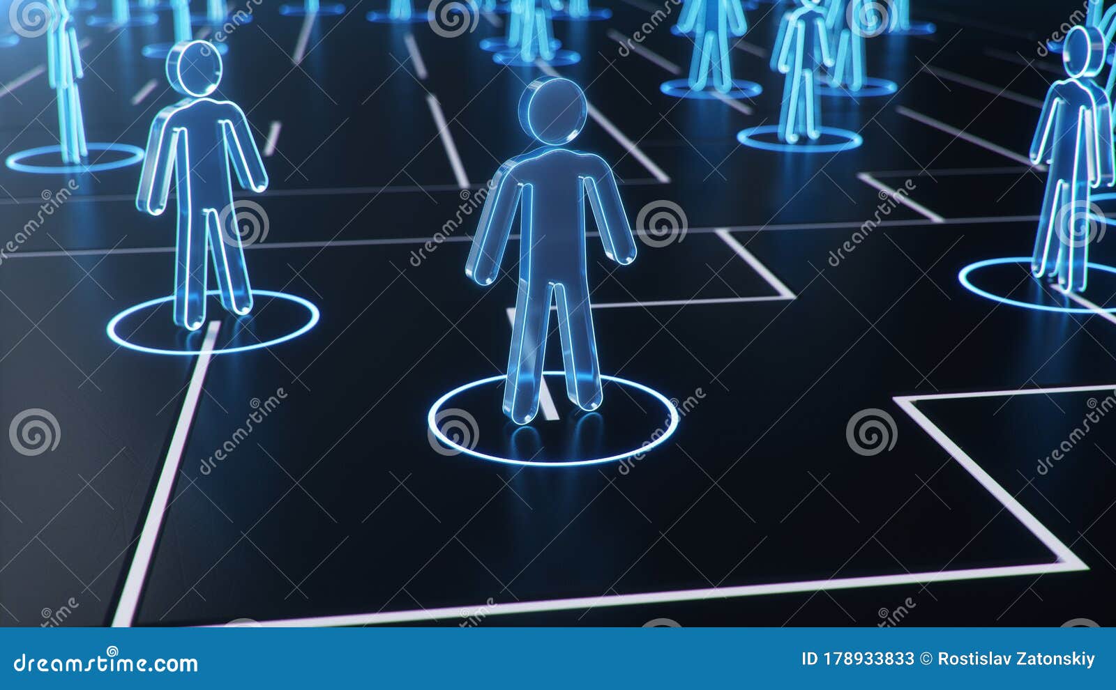 3d Illustration Network Structure between People, Data Exchange. the ...