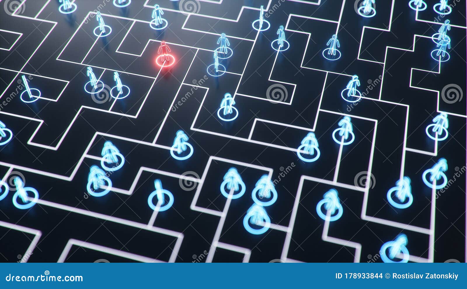 3d Illustration Network Structure between People, Data Exchange. the ...