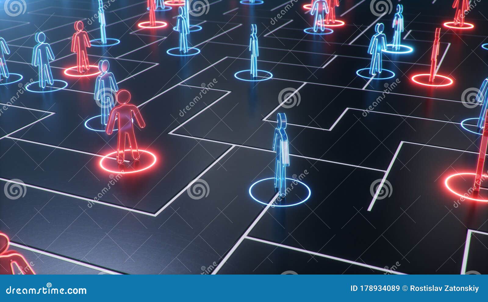 3d Illustration Network Structure between People, Data Exchange. the ...