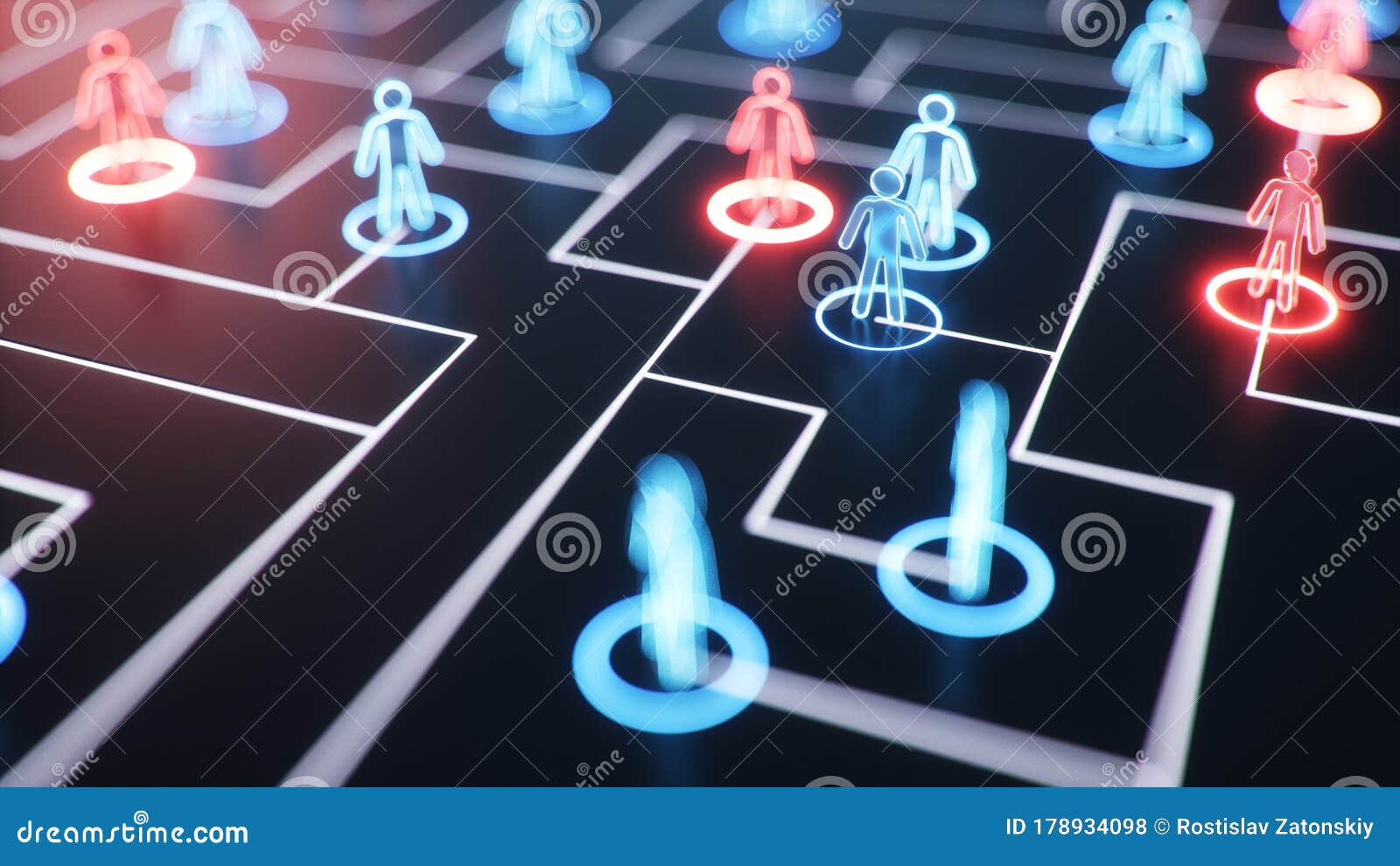 3d Illustration Network Structure between People, Data Exchange. the ...