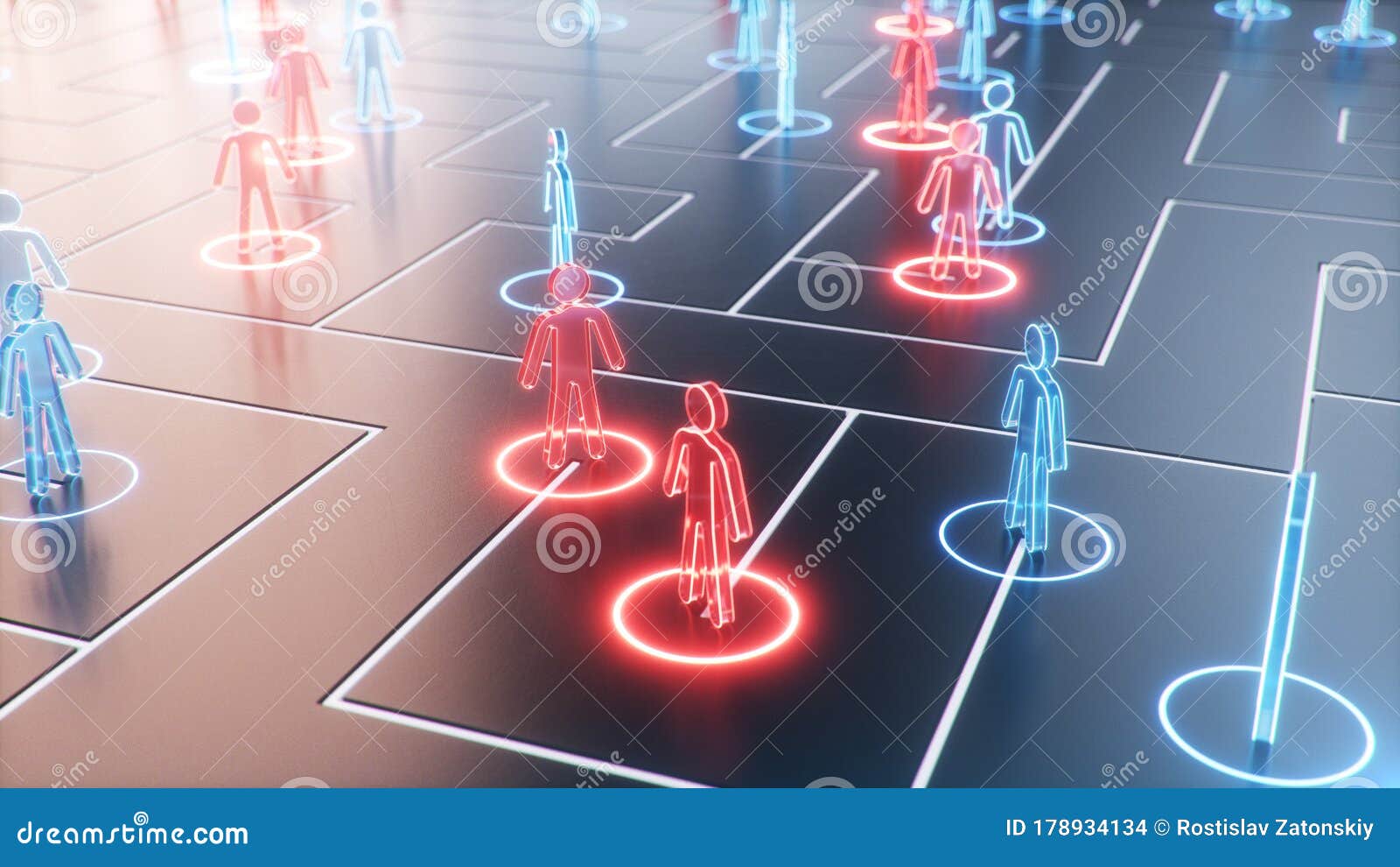 3d Illustration Network Structure between People, Data Exchange. the ...