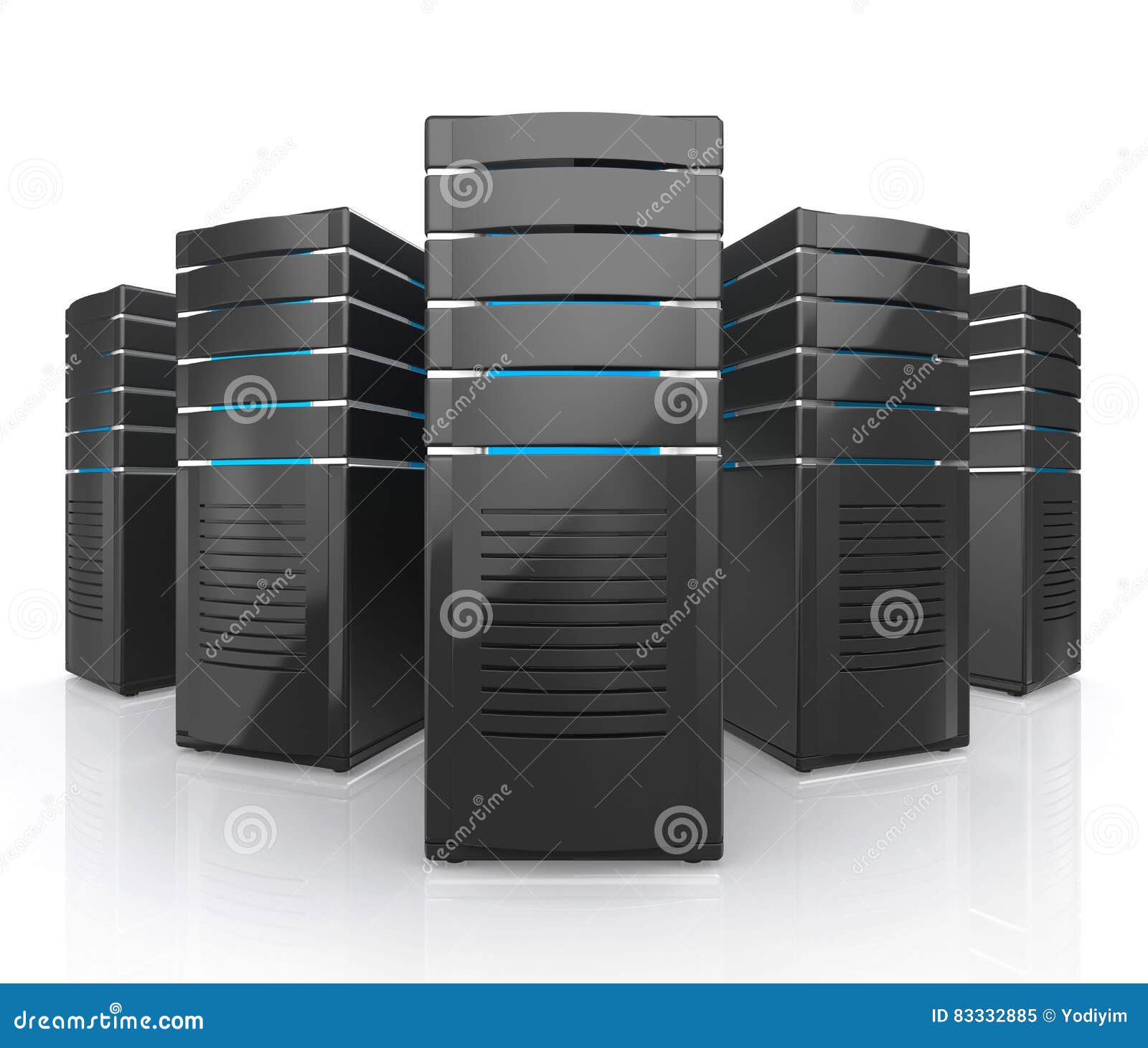 3D Illustration of Network Workstation Servers. Stock Illustration ...