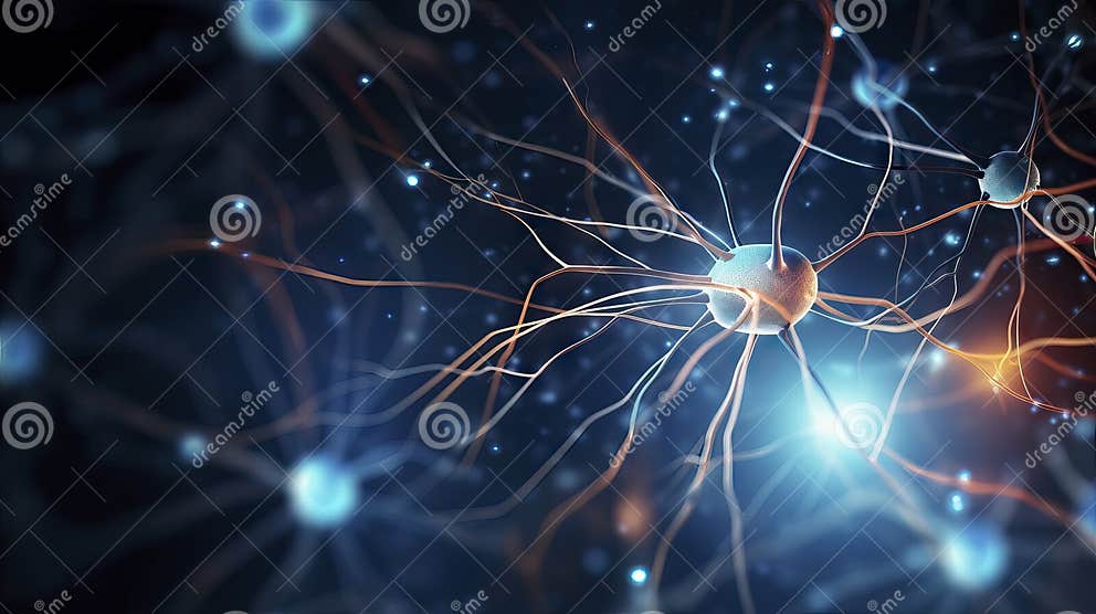 3d Illustration of Neuron Cell with Neurons and Nervous System ...