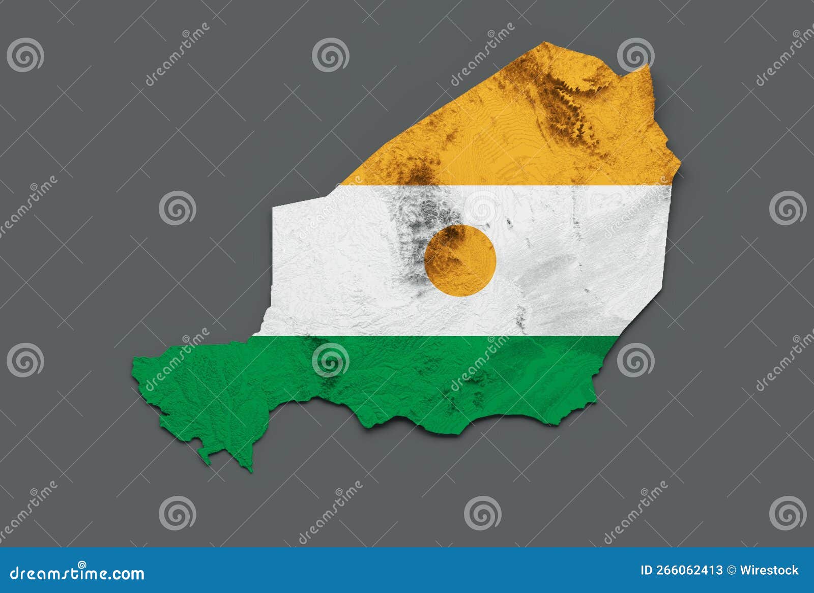 3d Illustration of the Nigeria Topographic Map Stock Illustration ...