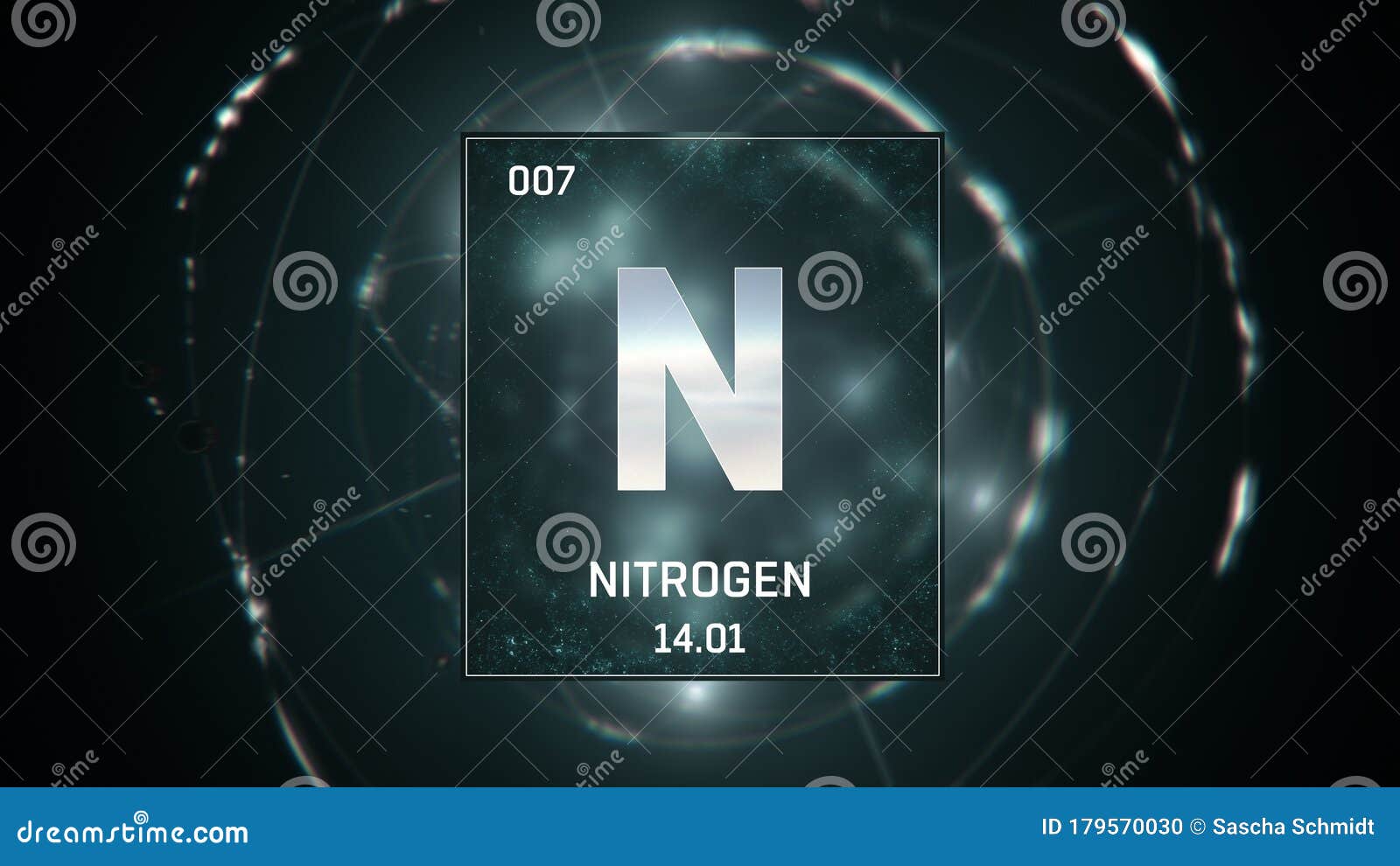 Nitrogen As Element 7 of the Periodic Table 3D Animation on Green ...