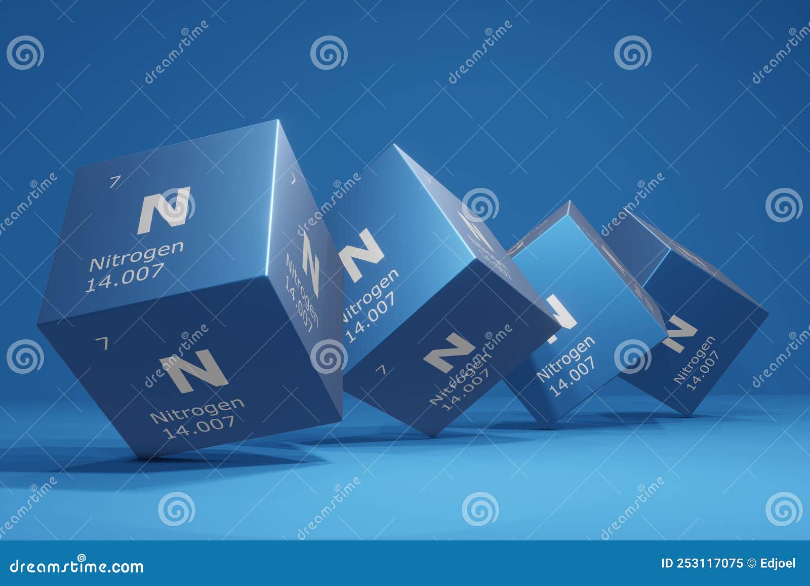 3D Illustration of Nitrogen, Chemical Element of the Periodic Table ...