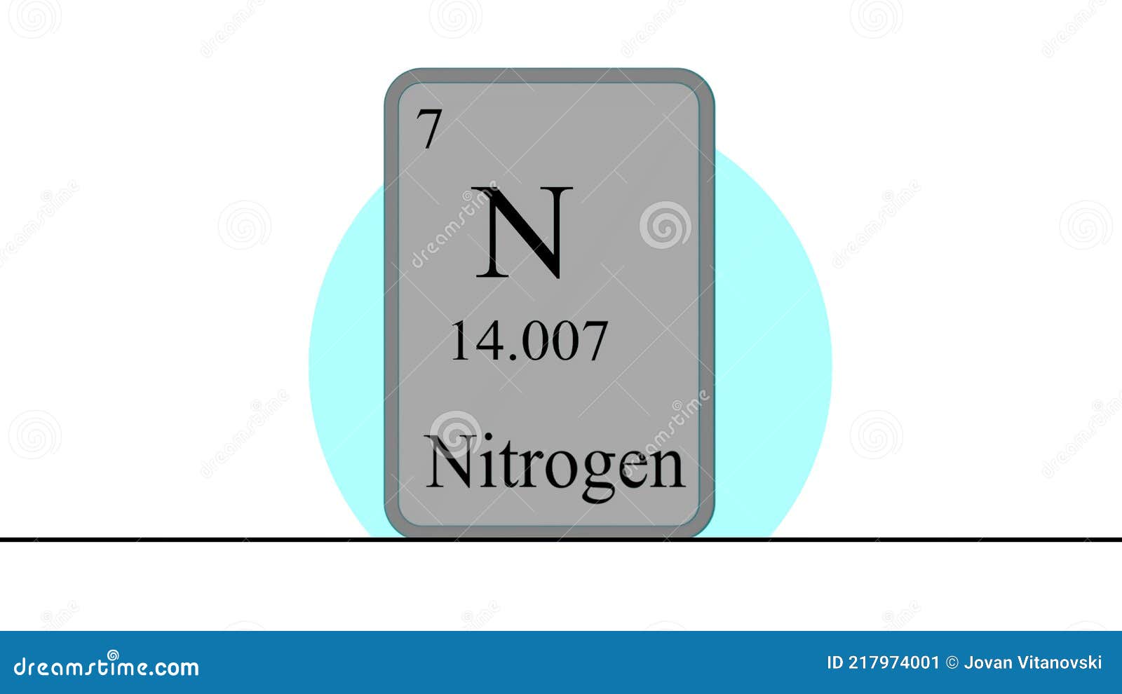 Nitrogen As Element 7 Of The Periodic Table 3D Animation On Silver ...