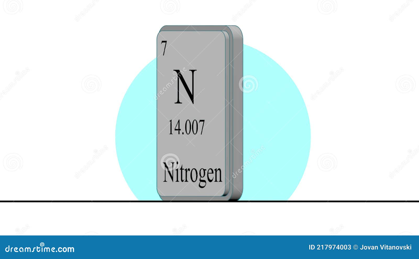 Nitrogen As Element 7 Of The Periodic Table 3D Animation On Silver ...