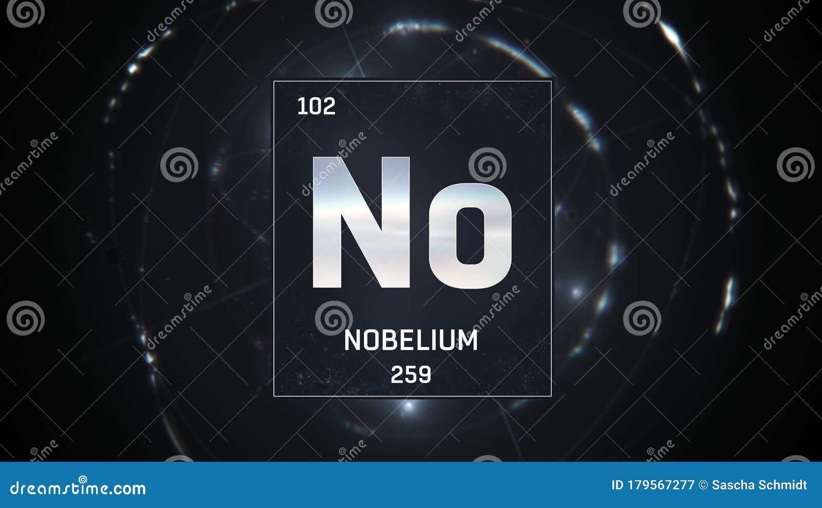 Nobelium As Element 102 of the Periodic Table 3D Illustration on Silver ...