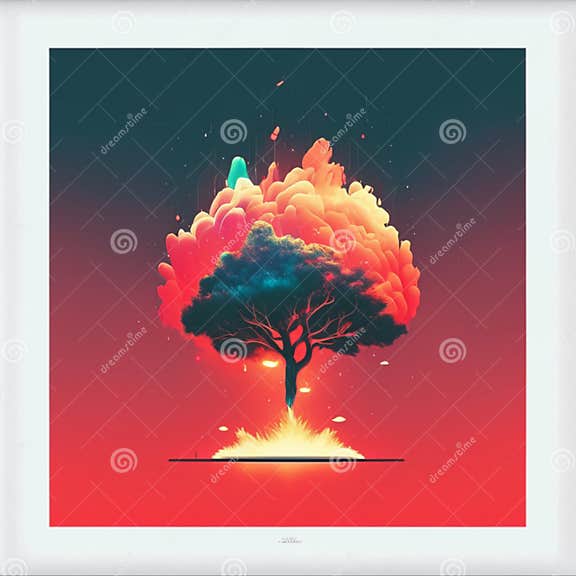 3d Illustration of a Nuclear Explosion in the Form of a Tree Generative ...