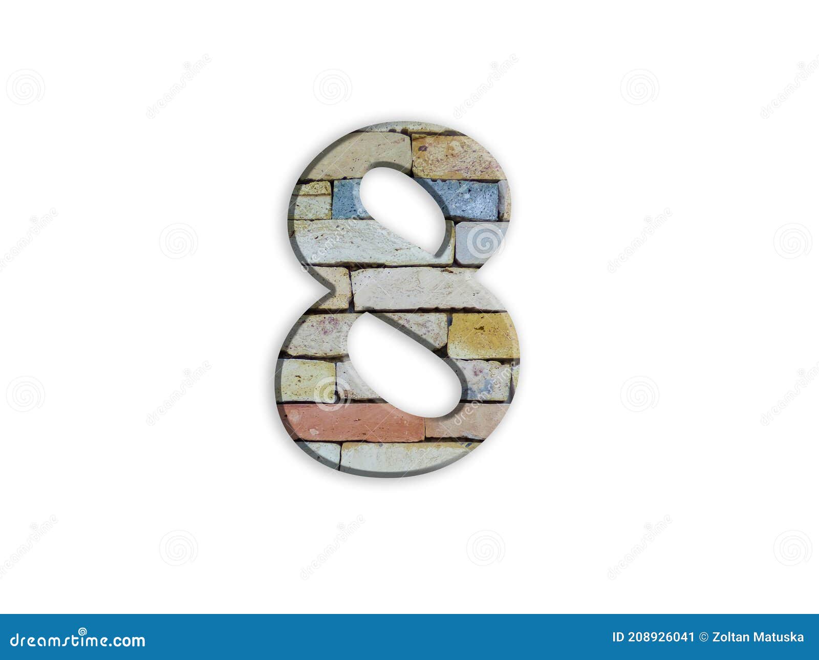 3D Illustration Number 8 Brick Structure Alphabet Font Isolated on ...