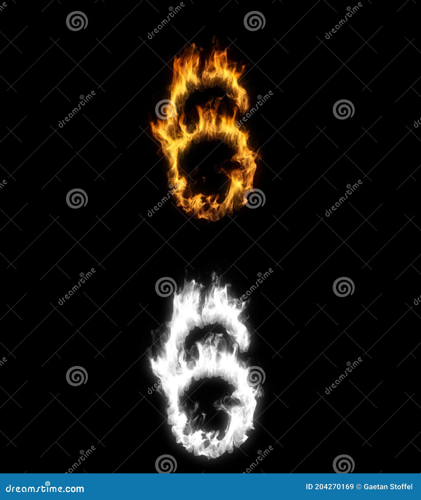 3D Illustration of the Number on Fire with Alpha Layer Stock ...