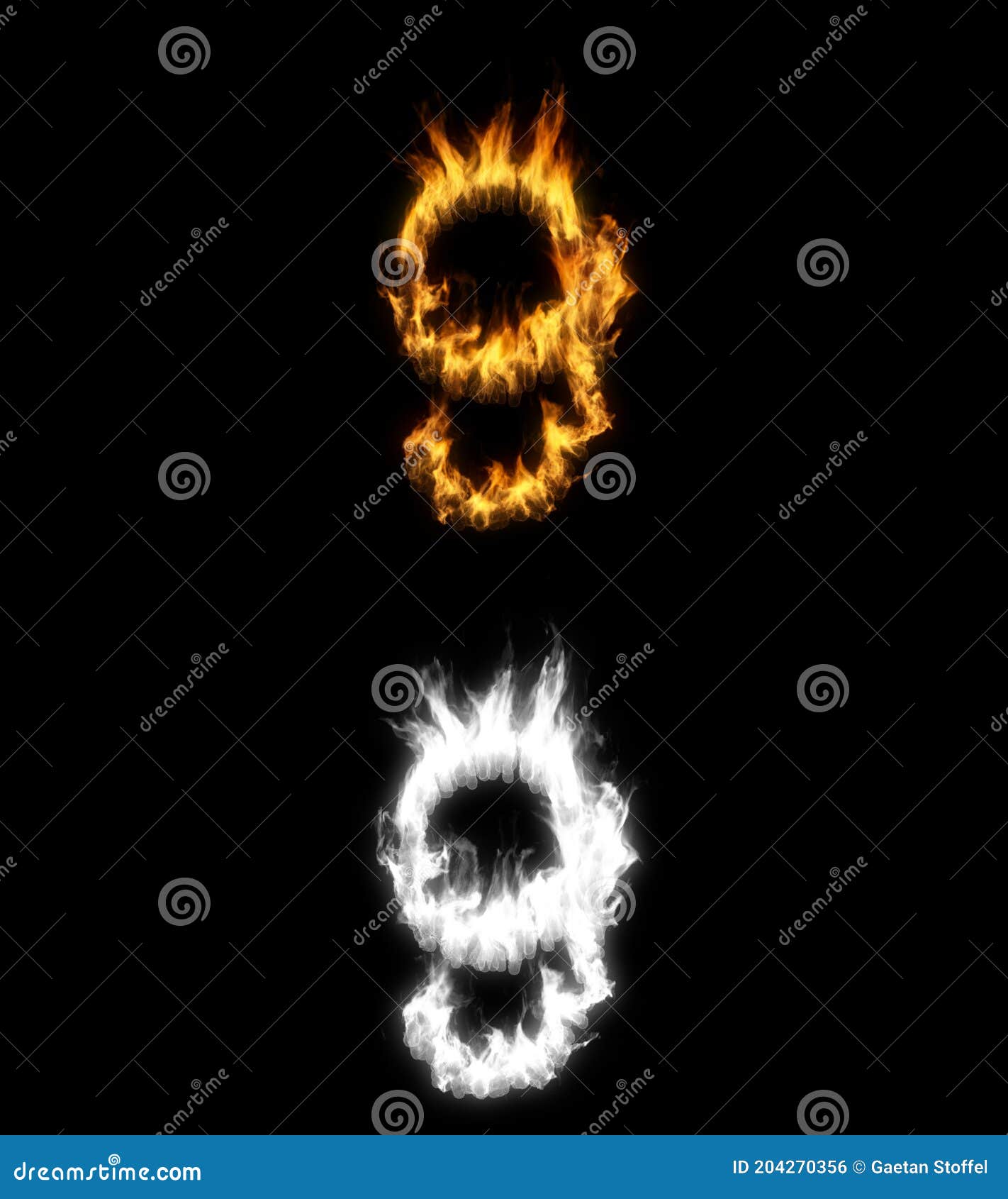 Number 8 Fire. Flames Font Eight . Tattoo Alphabet Character. Fiery ...