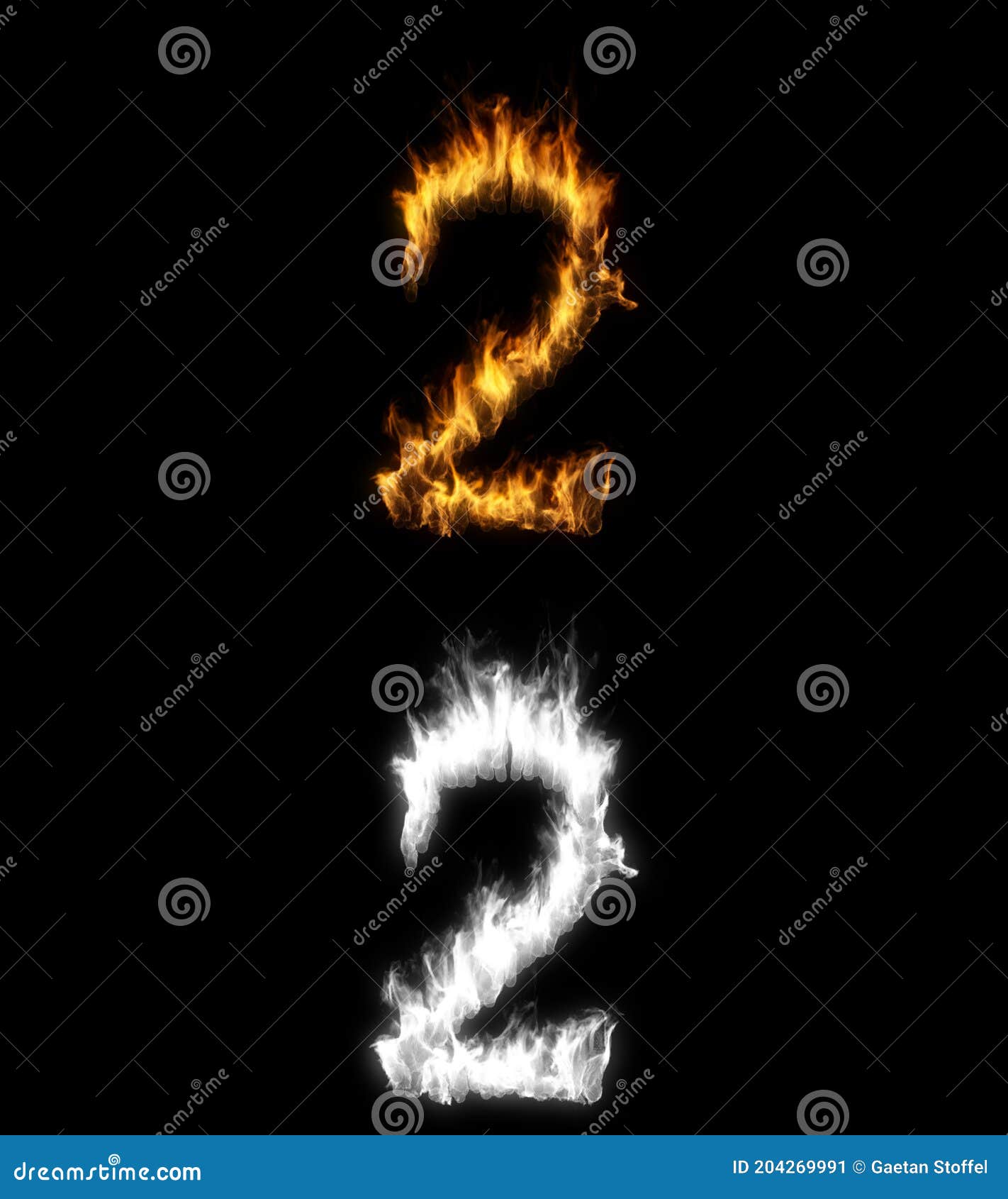 3D Illustration of the Number on Fire with Alpha Layer Stock ...