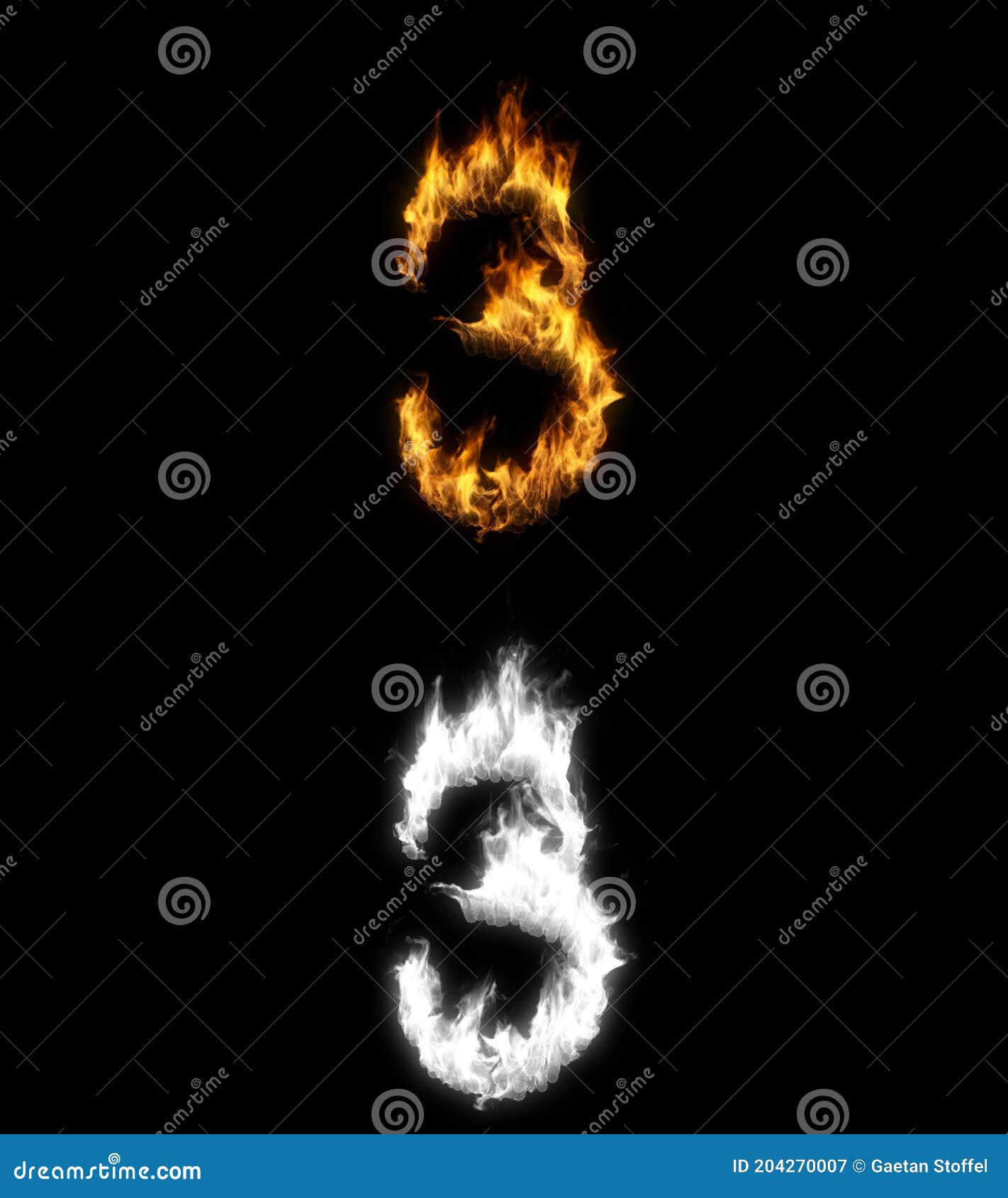 3D Illustration of the Number on Fire with Alpha Layer Stock ...