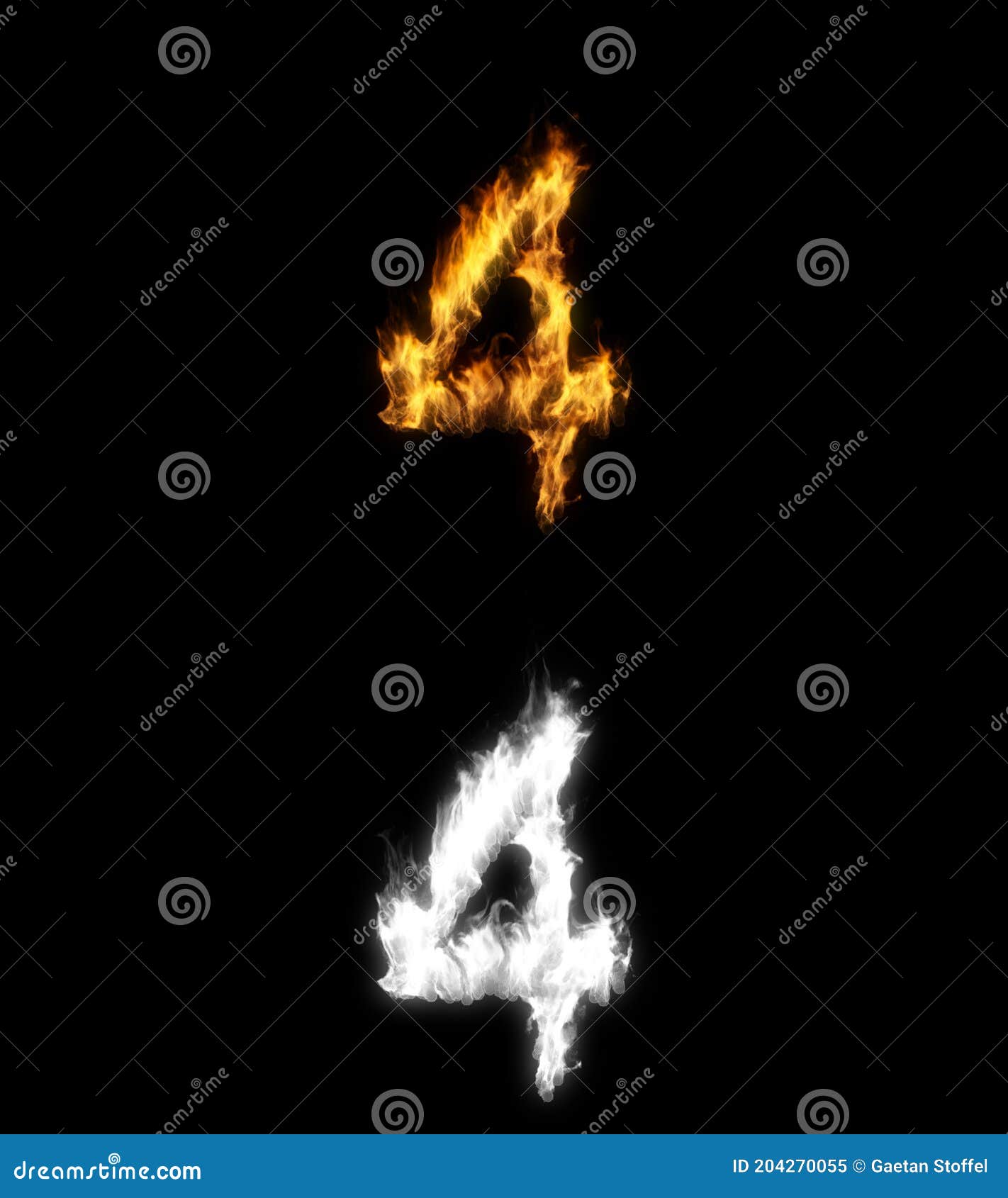 3D Illustration of the Number on Fire with Alpha Layer Stock ...