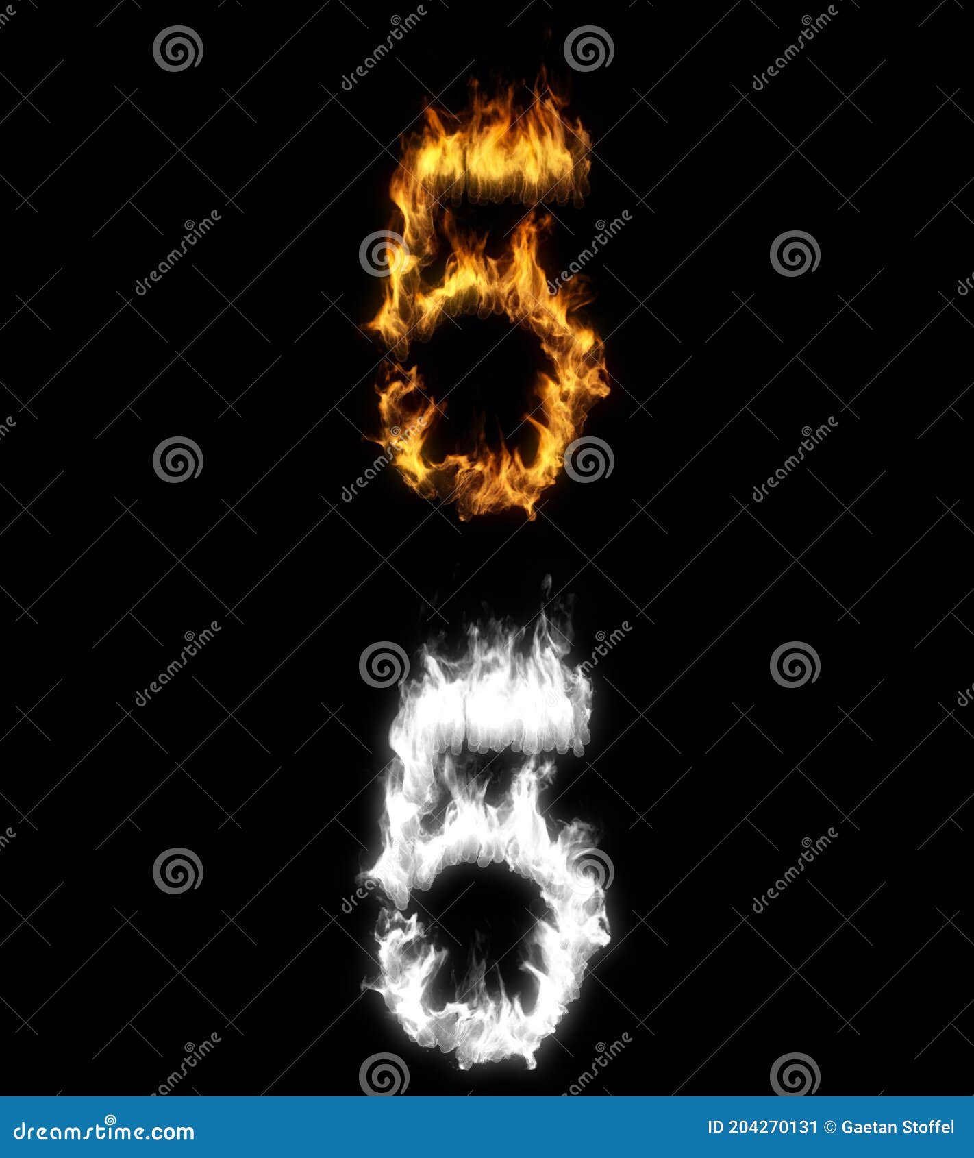 3D Illustration of the Number on Fire with Alpha Layer Stock ...