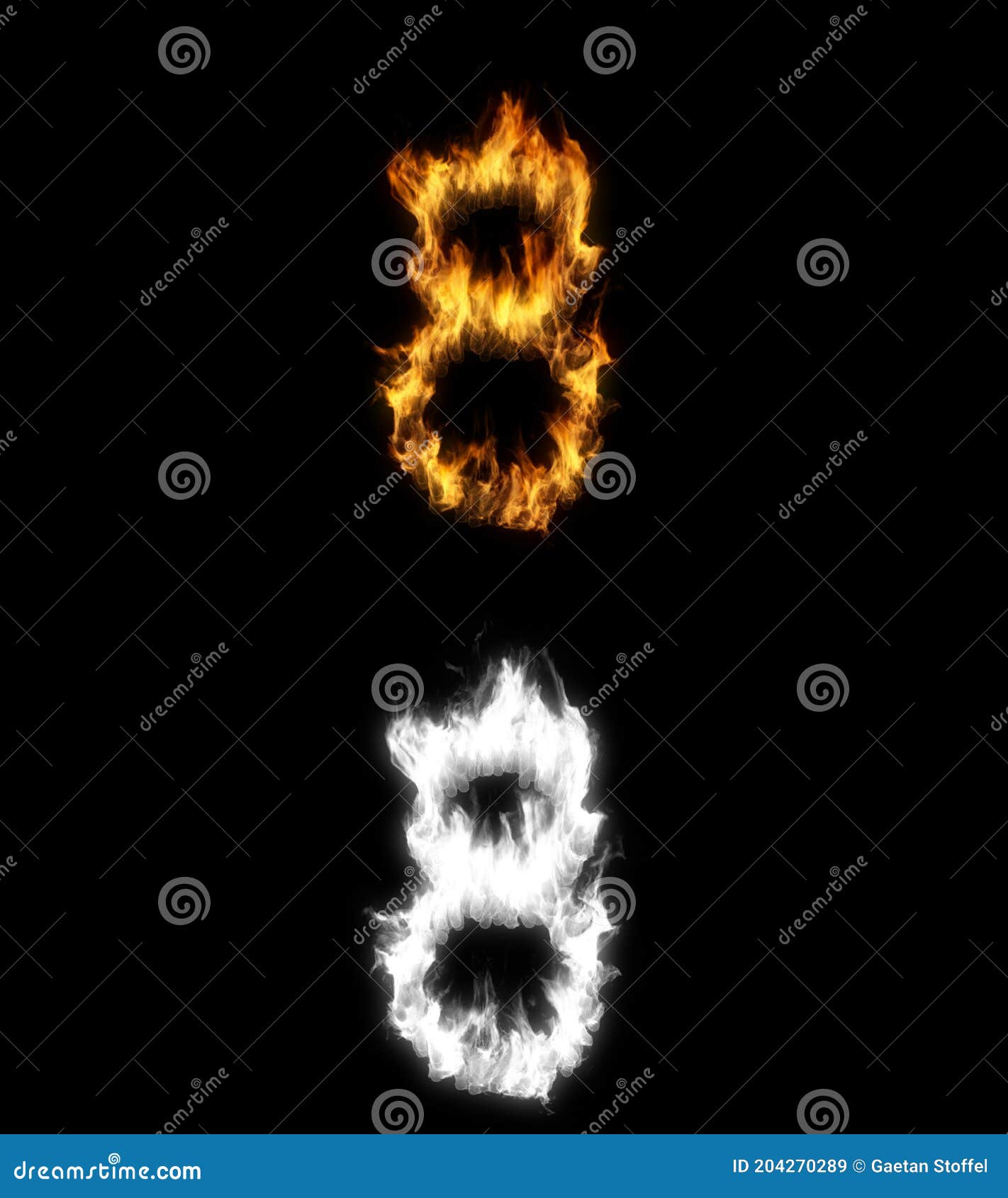 Number 8 Fire. Flames Font Eight . Tattoo Alphabet Character. Fiery ...