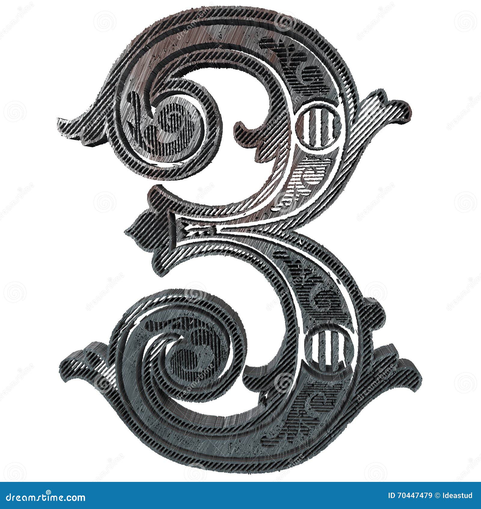 3D Illustration of Number 3 Font Object Stock Illustration ...