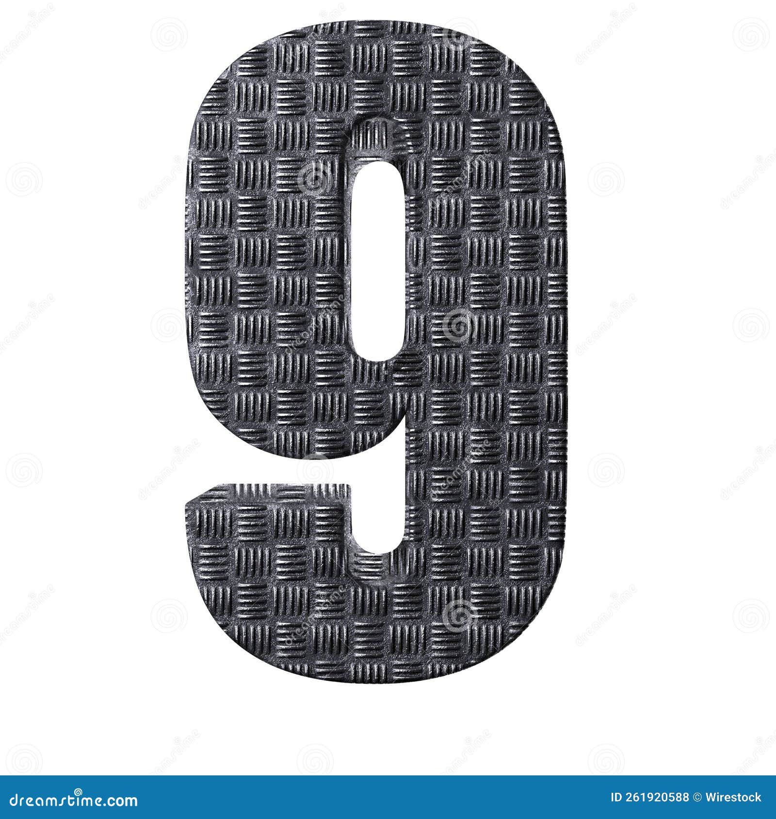 3d Illustration of the Number Nine with a Metal Texture Stock ...
