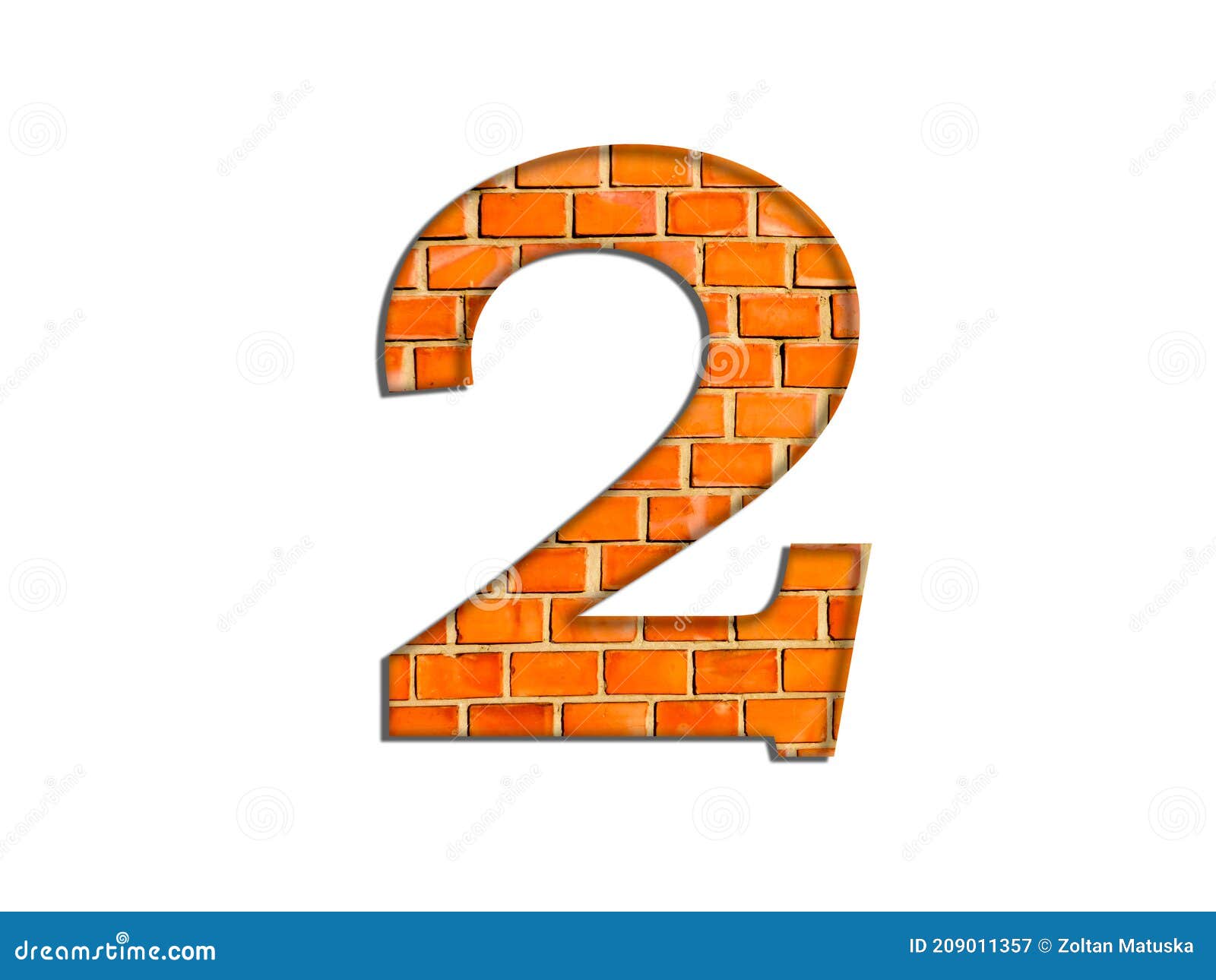 3D Illustration Number 2 Old Brick Structure Alphabet Font Isolated on ...
