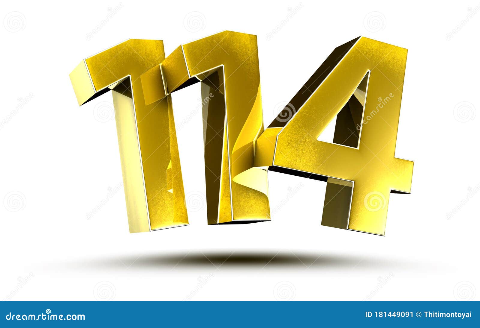 Number 114 Gold color 3d. stock illustration. Illustration of charges ...