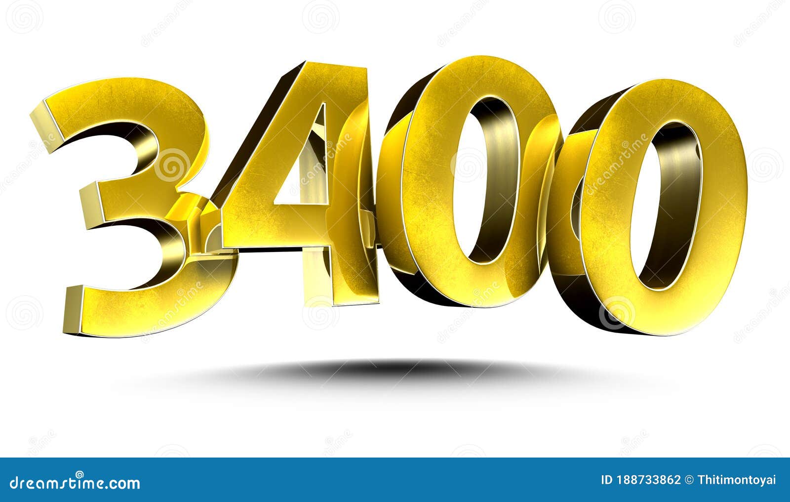 Numbers 3400 Gold 3d. stock illustration. Illustration of 3400 - 188733862